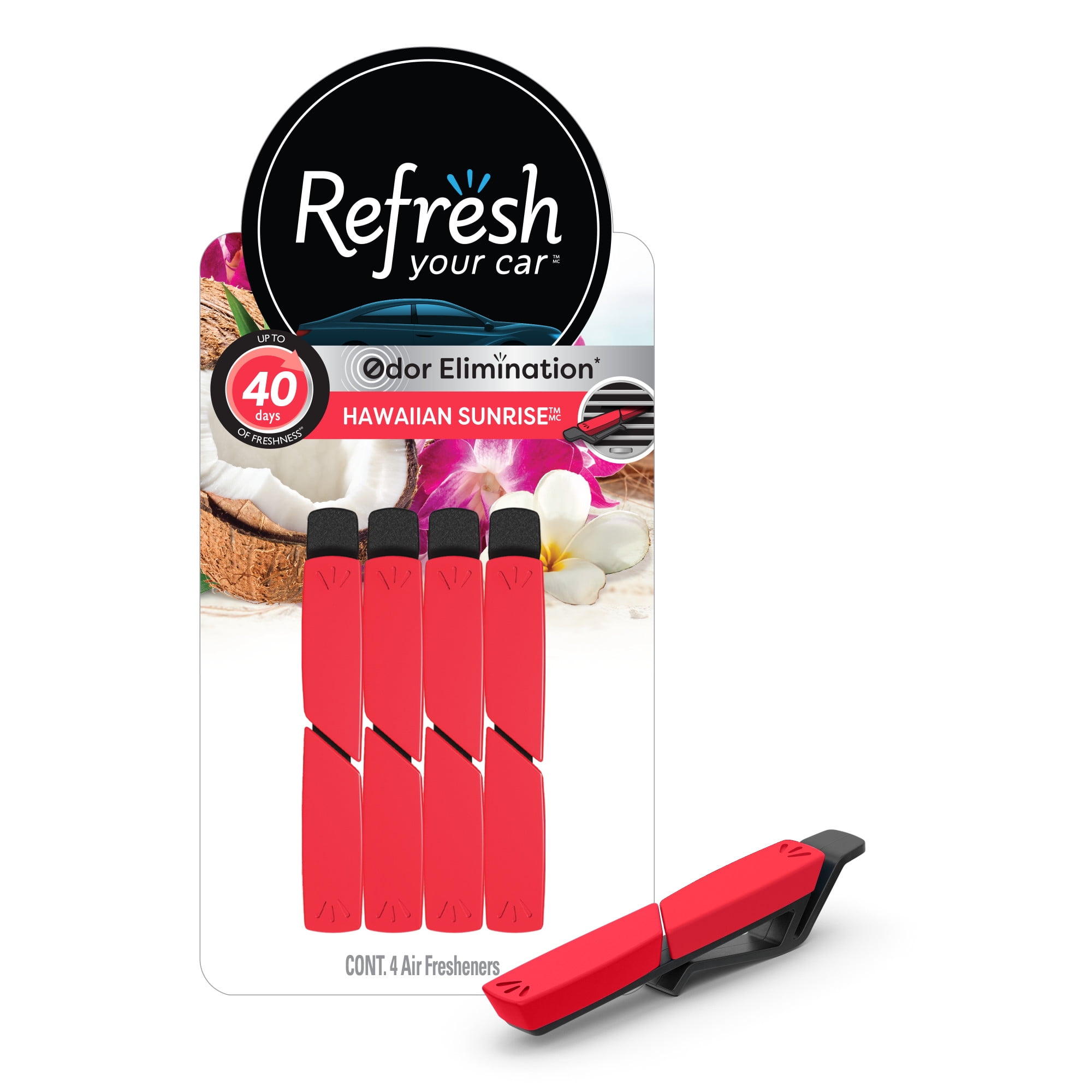 Refresh Your Car Air Freshener Vent Sticks, Hawaiian Sunrise Scent, 4 ...