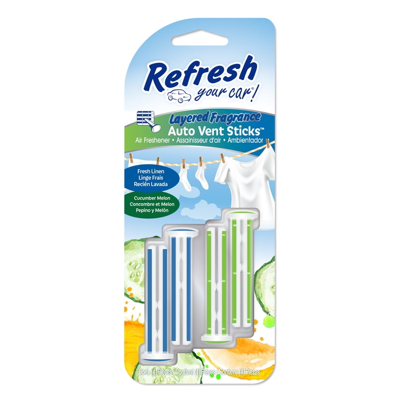 Refresh Your Car! Auto Vent Sticks! Cucumber Melon / Fresh Linen Scent ...