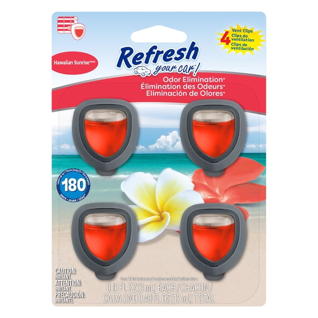 Refresh Your Car! Hawaiian Sunrise Mini Diffuser Car Air Freshener - 4 ...