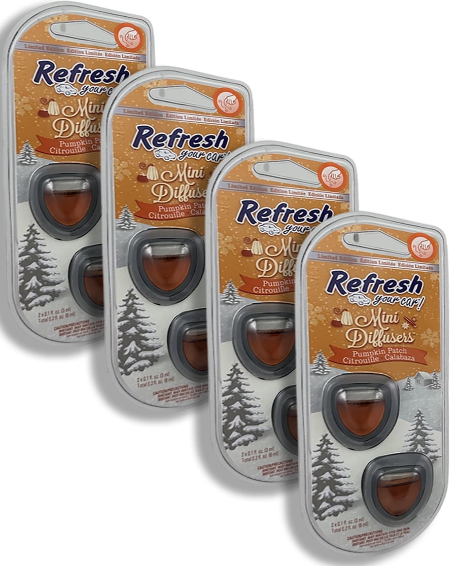 Refresh Auto Scent Vent Clip & Mini Car Oil Diffuser, Odor Eliminator, Up to 90 Days, Pumpkin ...