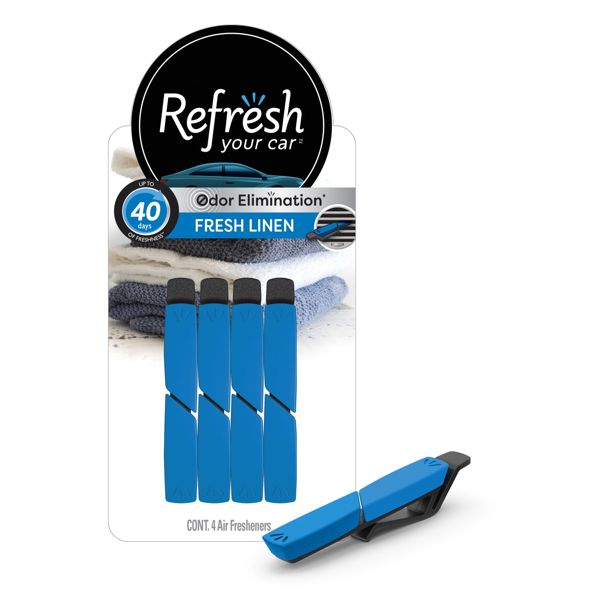 Refresh Your Car Air Freshener Vent Sticks, Fresh Linen Scent, 4 Pack ...