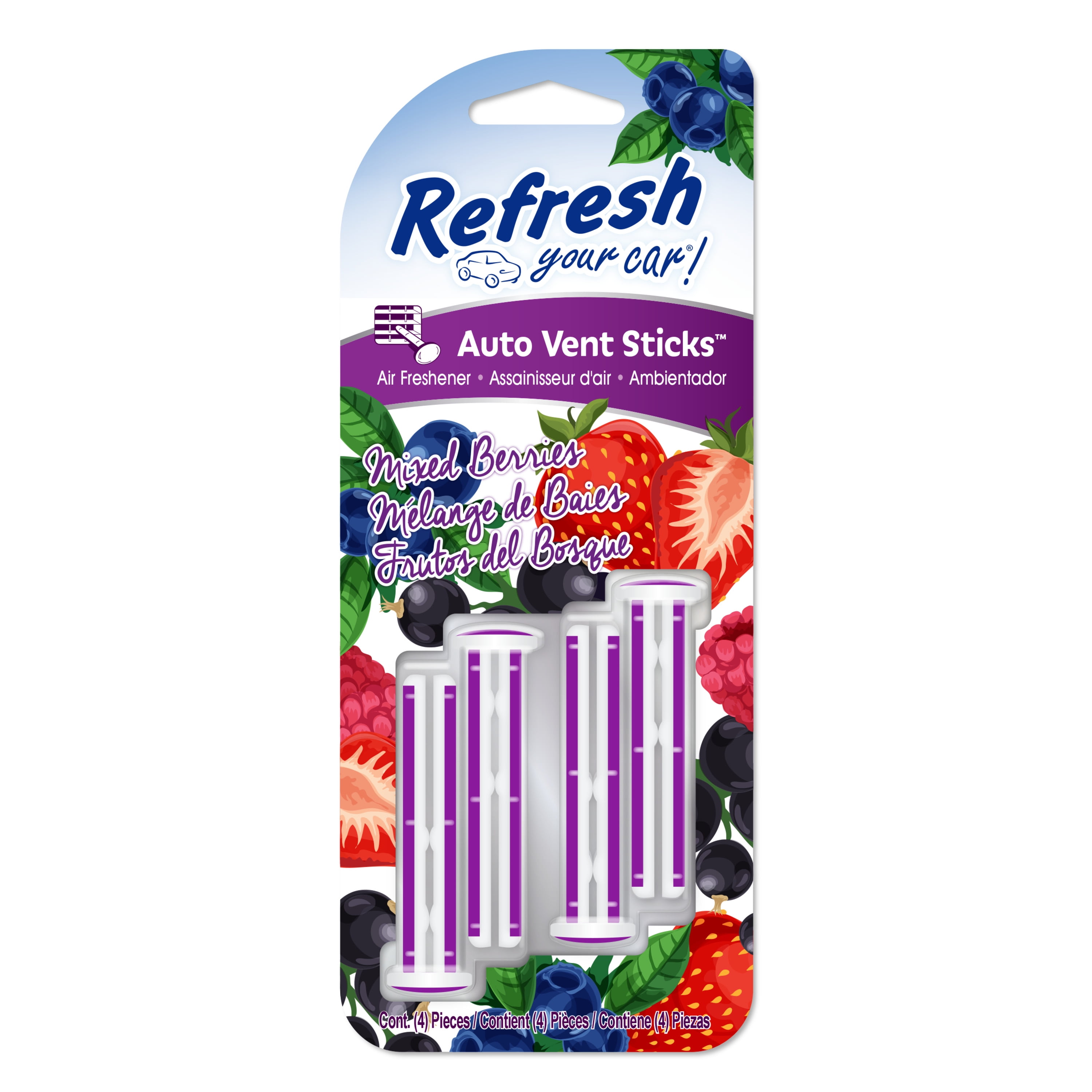 Refresh Your Car! Vent Air Freshener (Mixed Berries Scent, 4 Pack ...
