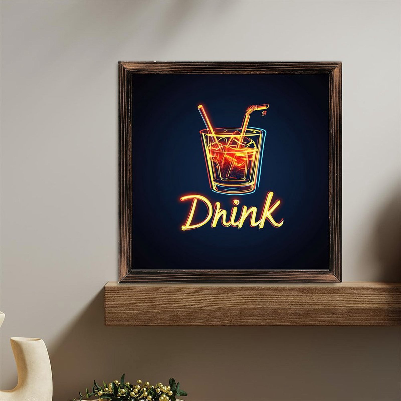 Refreshing Cocktail Wooden Sign Wall Plaque - Vintage Art Decoration ...