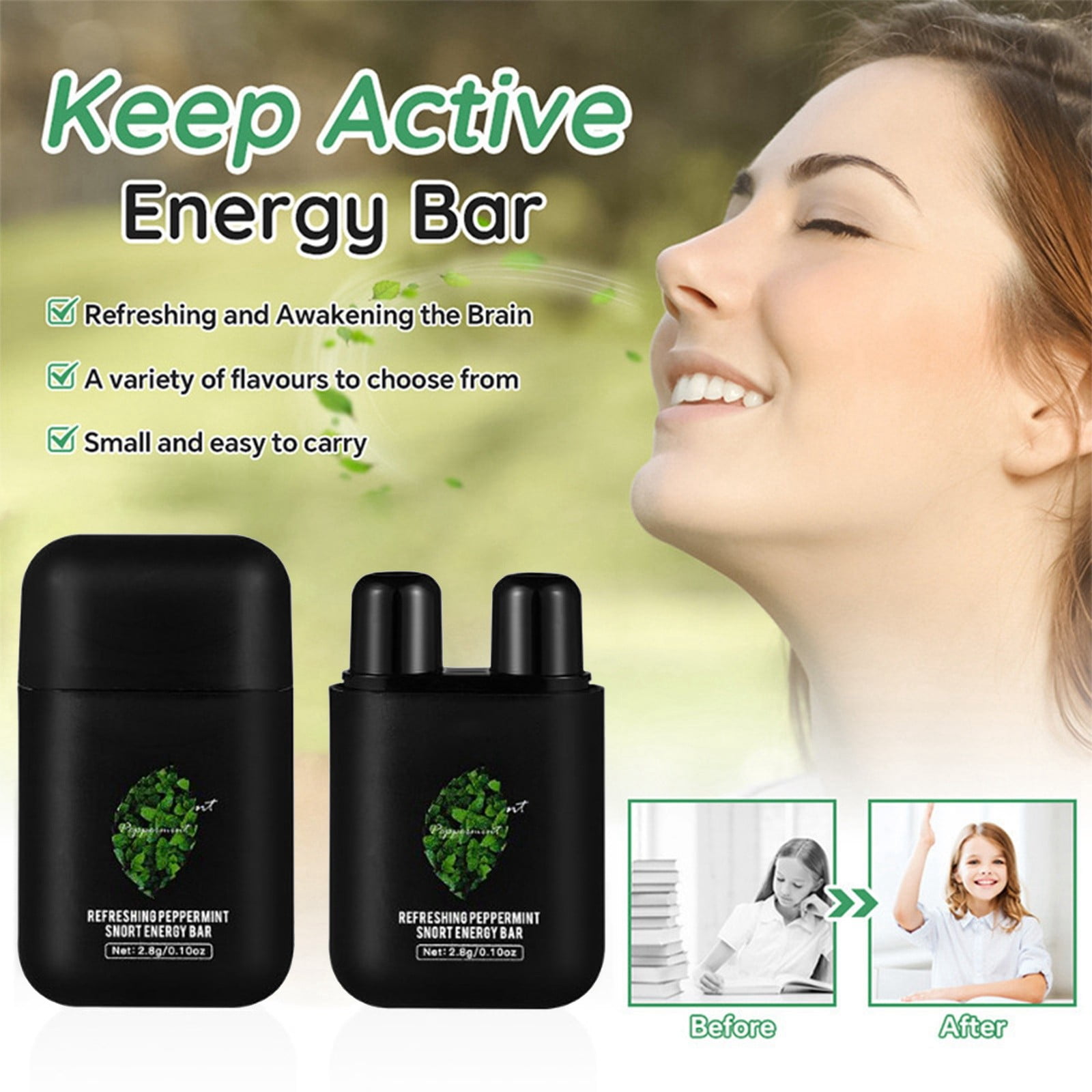 Refreshing Mint Nose Inhaler - Natural Energy & Concentration Boost ...