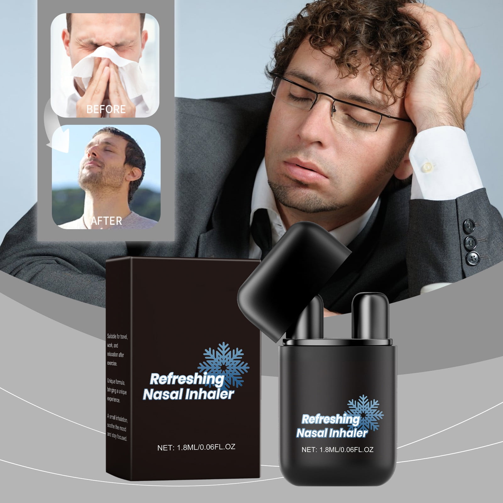 Refreshing Nasal Inhaler；Nasal Inhaler Stick；Herbal Soothing Nasal ...