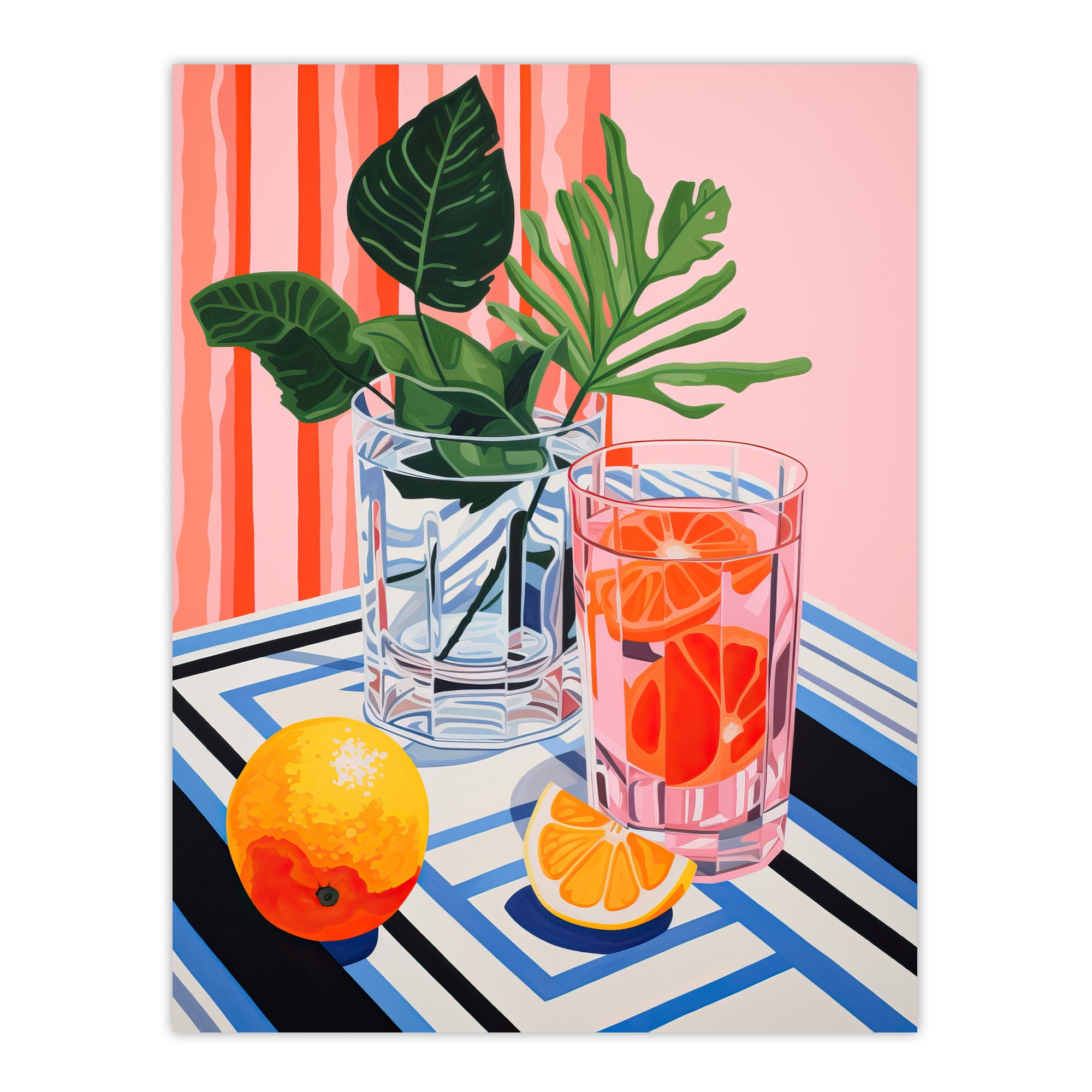 Refreshing Spritz Aperitif with Orange Slices Vibrant Pink Blue ...