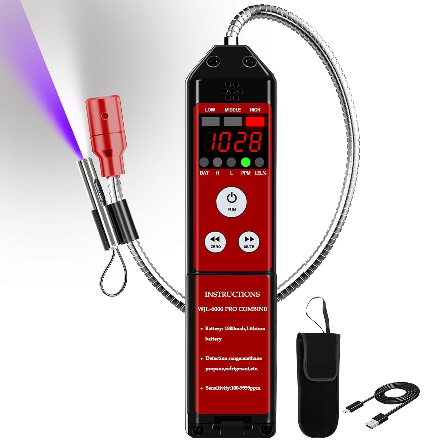 Refrigerant Leak Detector, WJL-6000 PRO Refrigerant HVAC Freon Leak ...