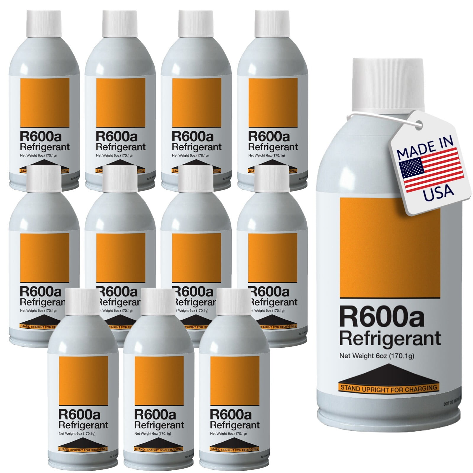 Refrigerant R600a Upright Charging Self Sealing Can 6oz - 12 Pack ...