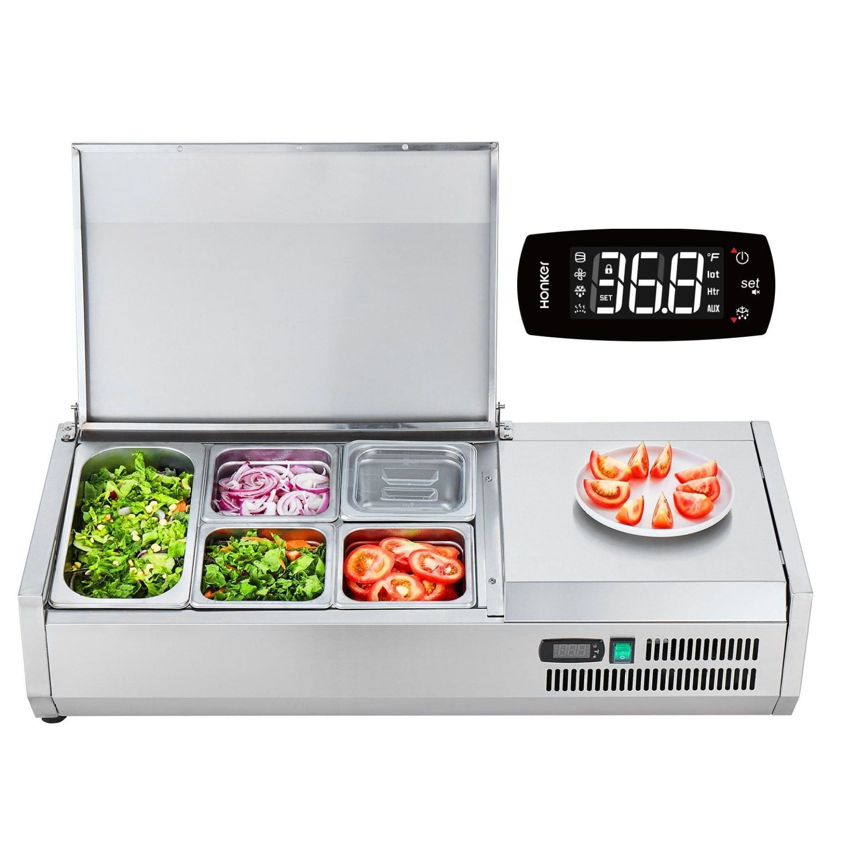 Refrigerated Condiment Prep Station, 130W Countertop Sandwich Prep ...