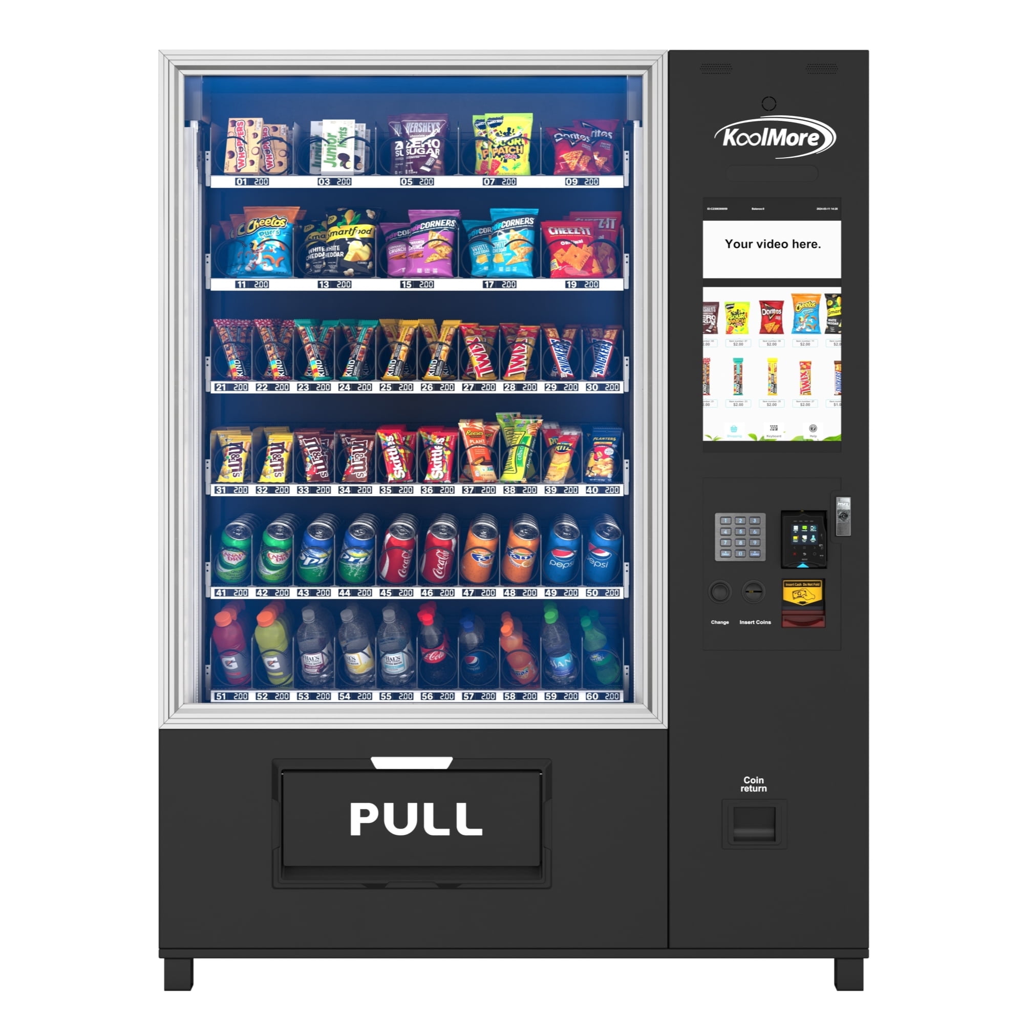 Refrigerated Snack Vending Machine In Black With 66 Slots and 21.5 Inch ...