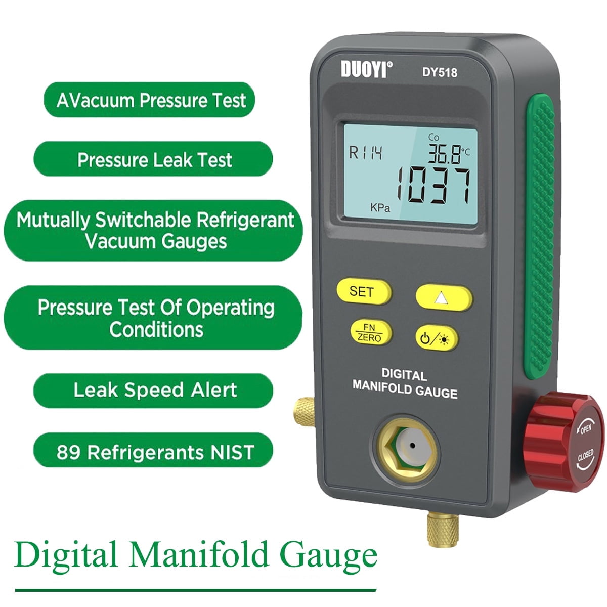 Refrigeration Digital Manifold Gauge HVAC Vacuum Pressure Gauge Air ...