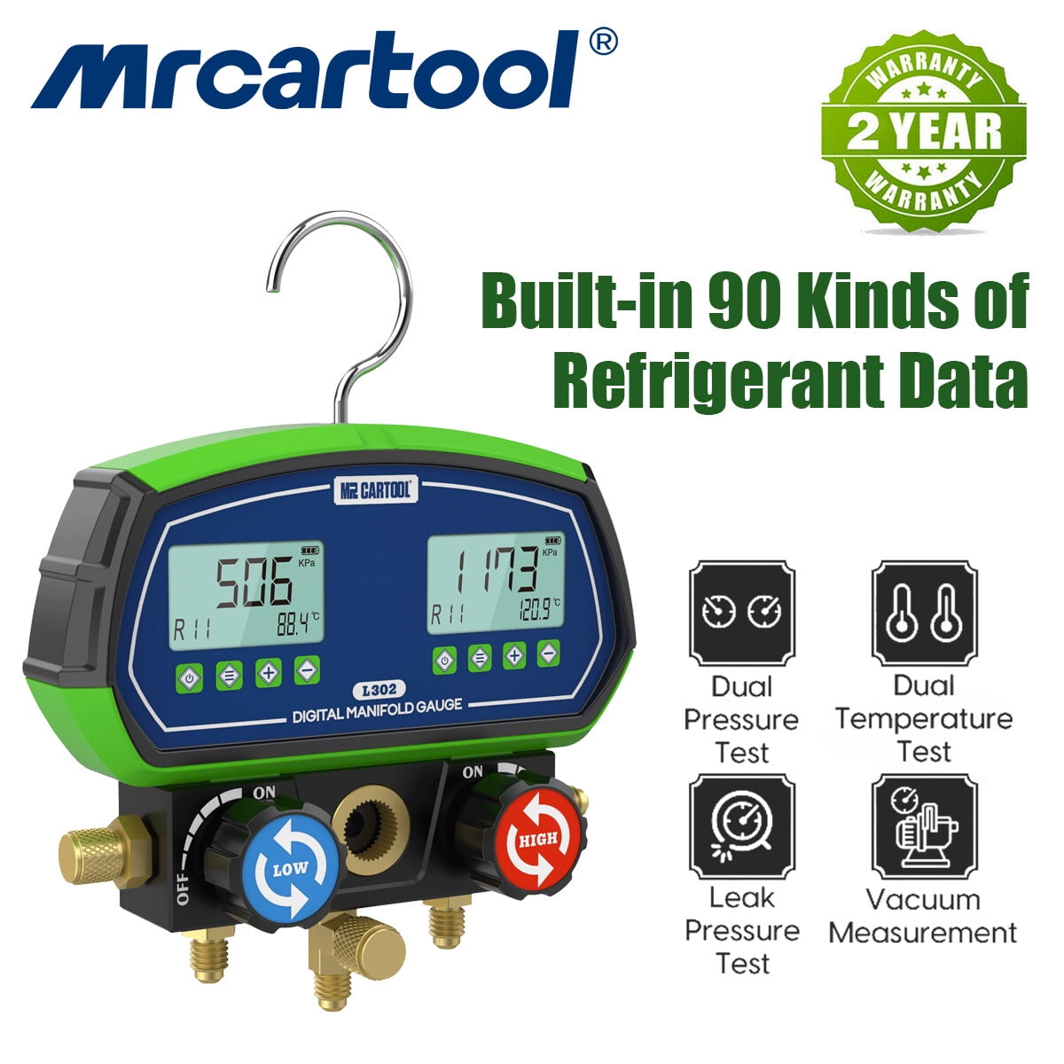 Refrigeration Digital Manifold Gauge Set HVAC Vacuum Pressure Tester ...