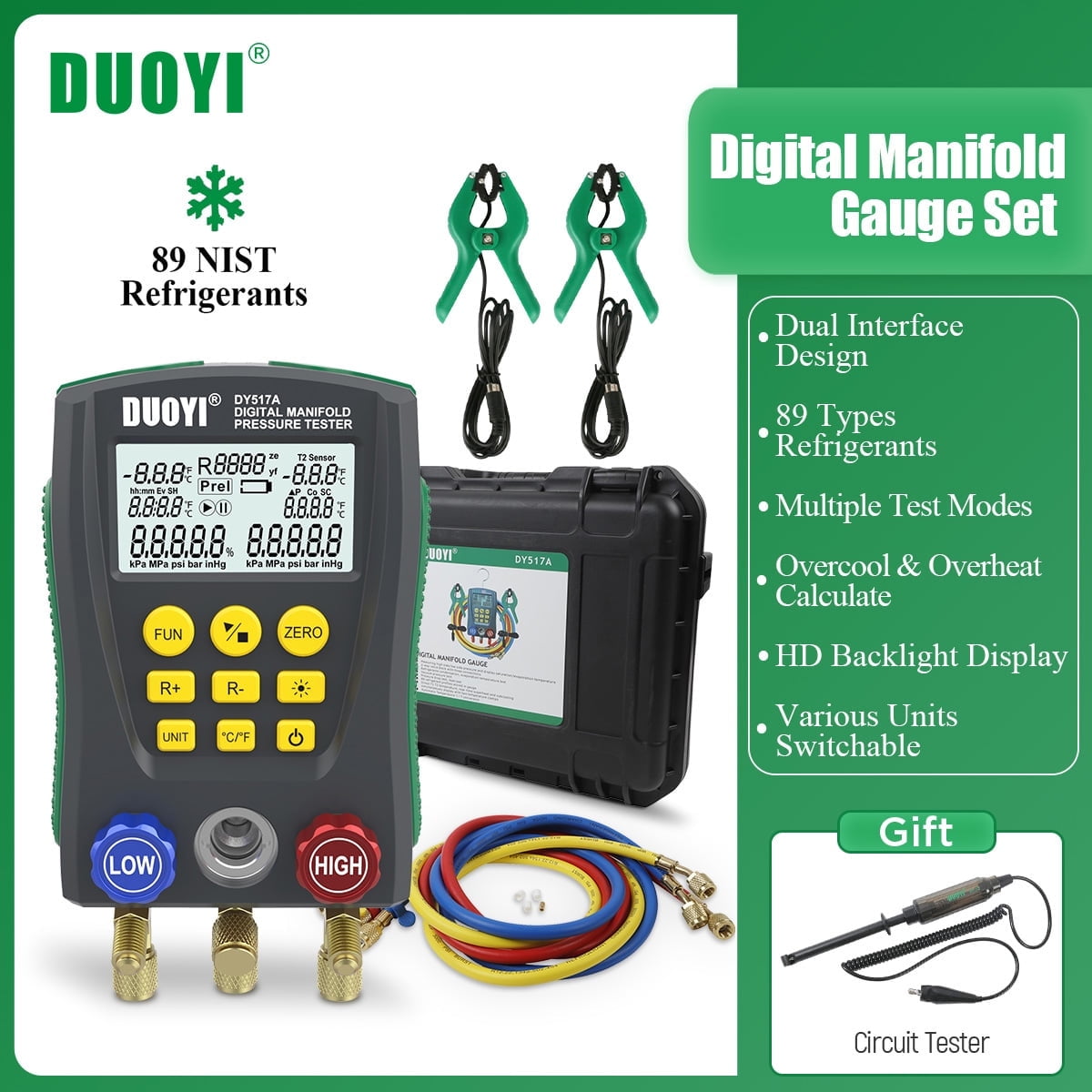 Refrigeration Manifold Gauge Kit Air Conditioning Digital Manifold ...