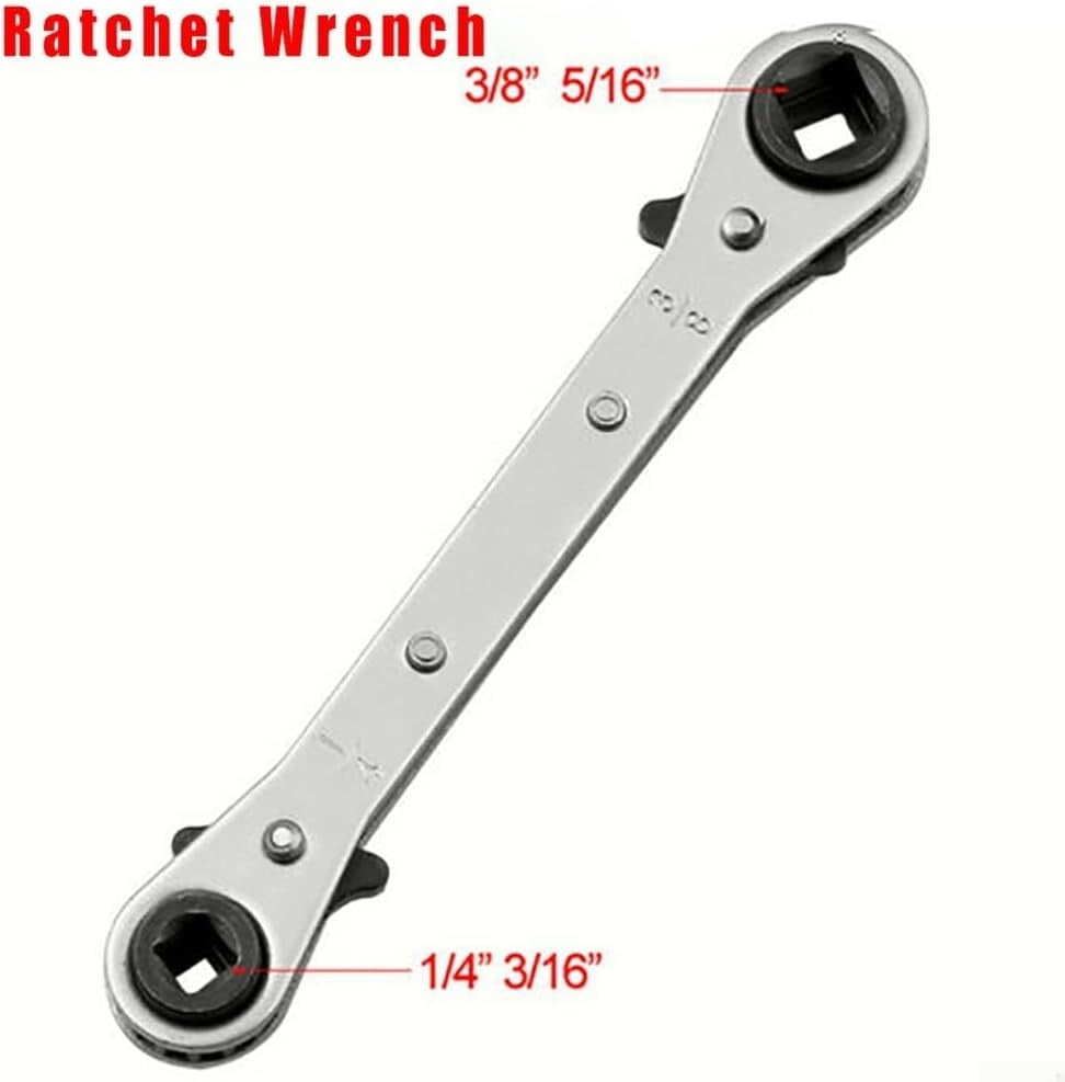 Refrigeration Ratchet Wrench,1/4, 3/8, 3/16, 5/16 Inch Square Port Tool ...
