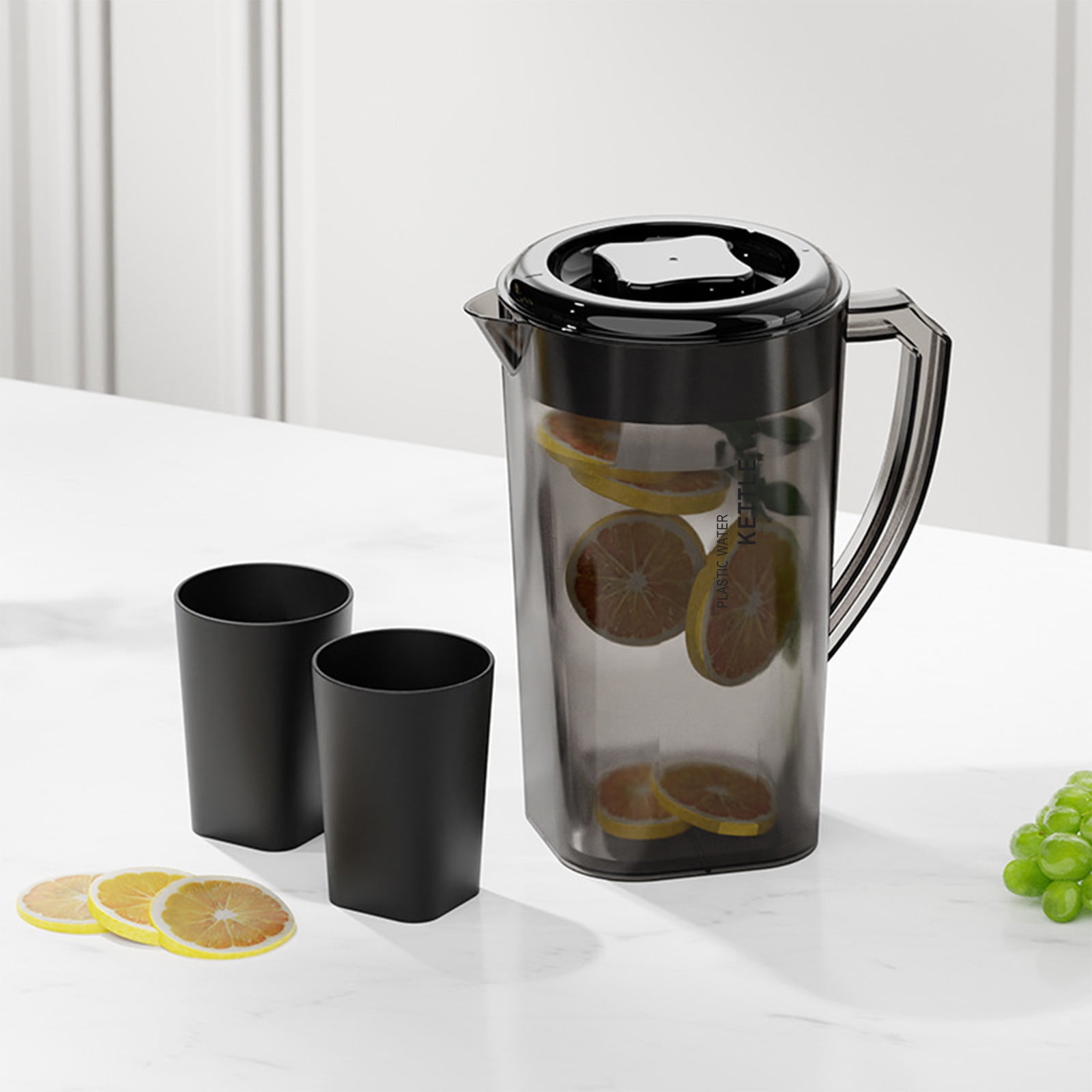 Refrigerator Cold Water Jug with Tap, Black Juice Bottle with Lid ...