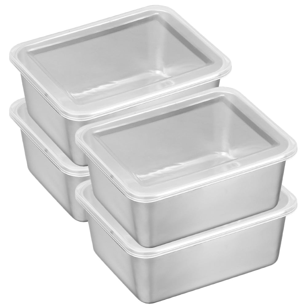 Refrigerator Containers 4 Pcs Crisper Stainless Steel Fridge Boxes ...