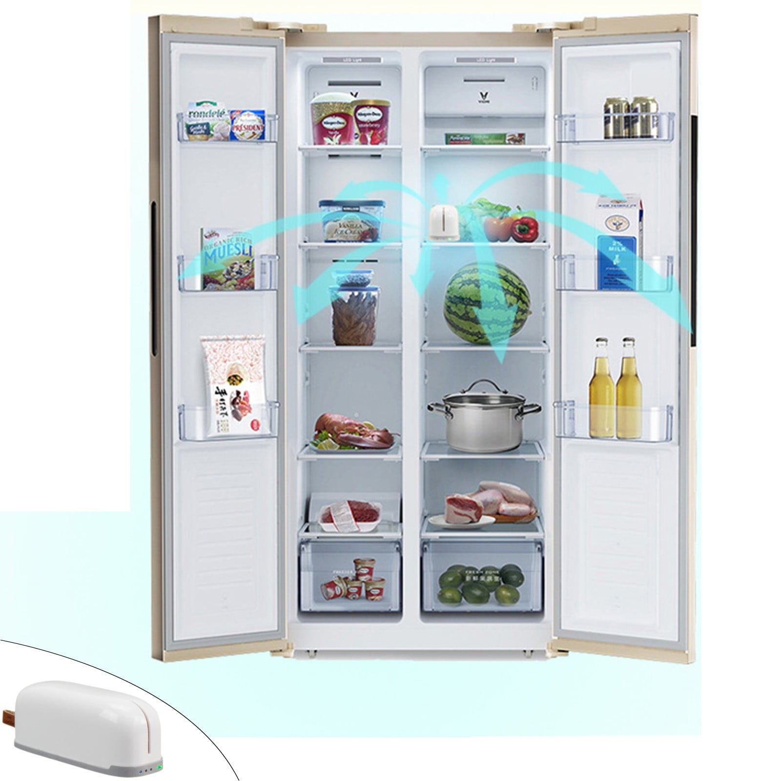Refrigerator Deodorizer, Rechargeable Electronic Odor Removal Device, 3 ...