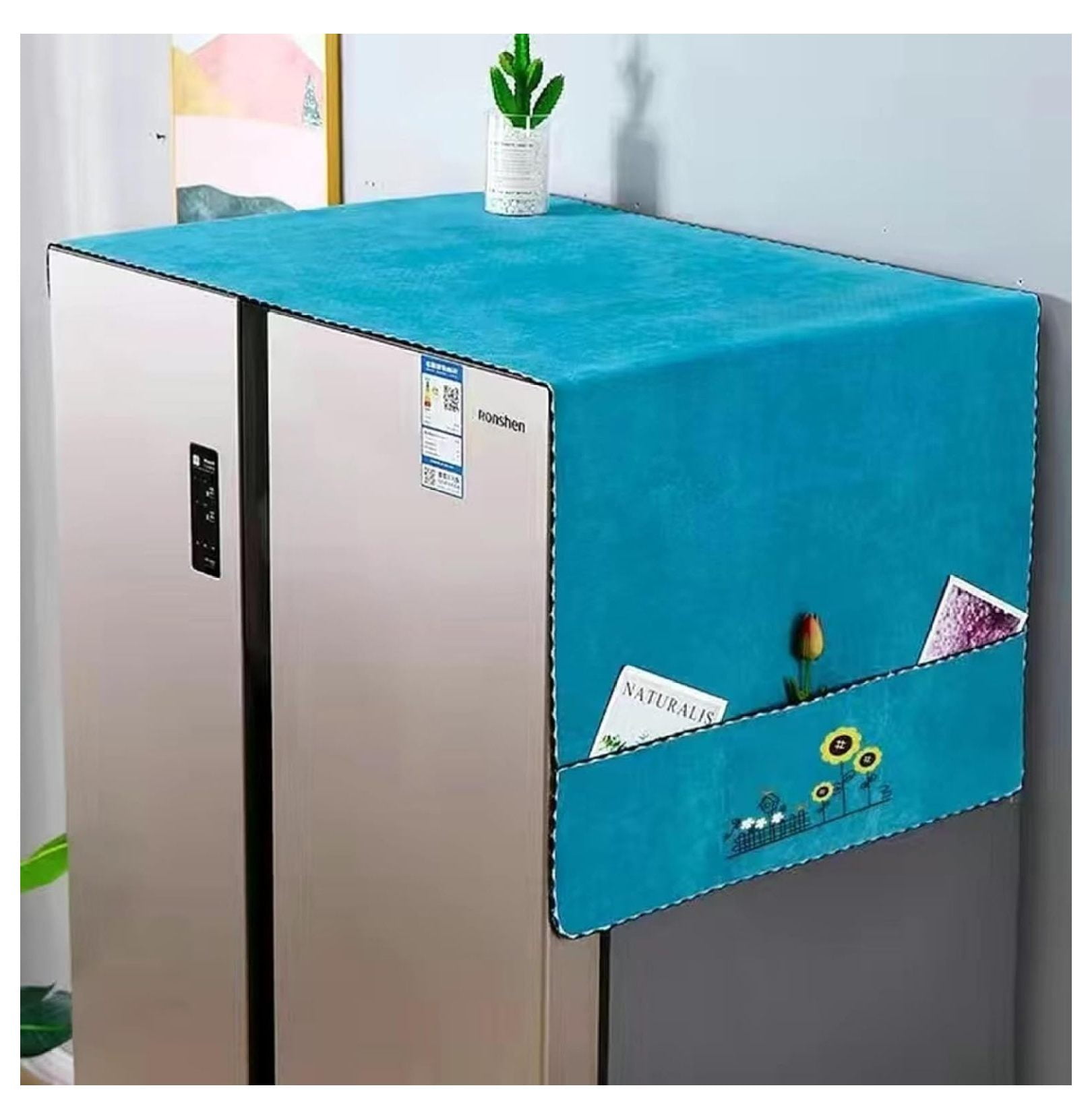Refrigerator Dust Proof Cover with Storage Pockets Fridge Dust Cover ...