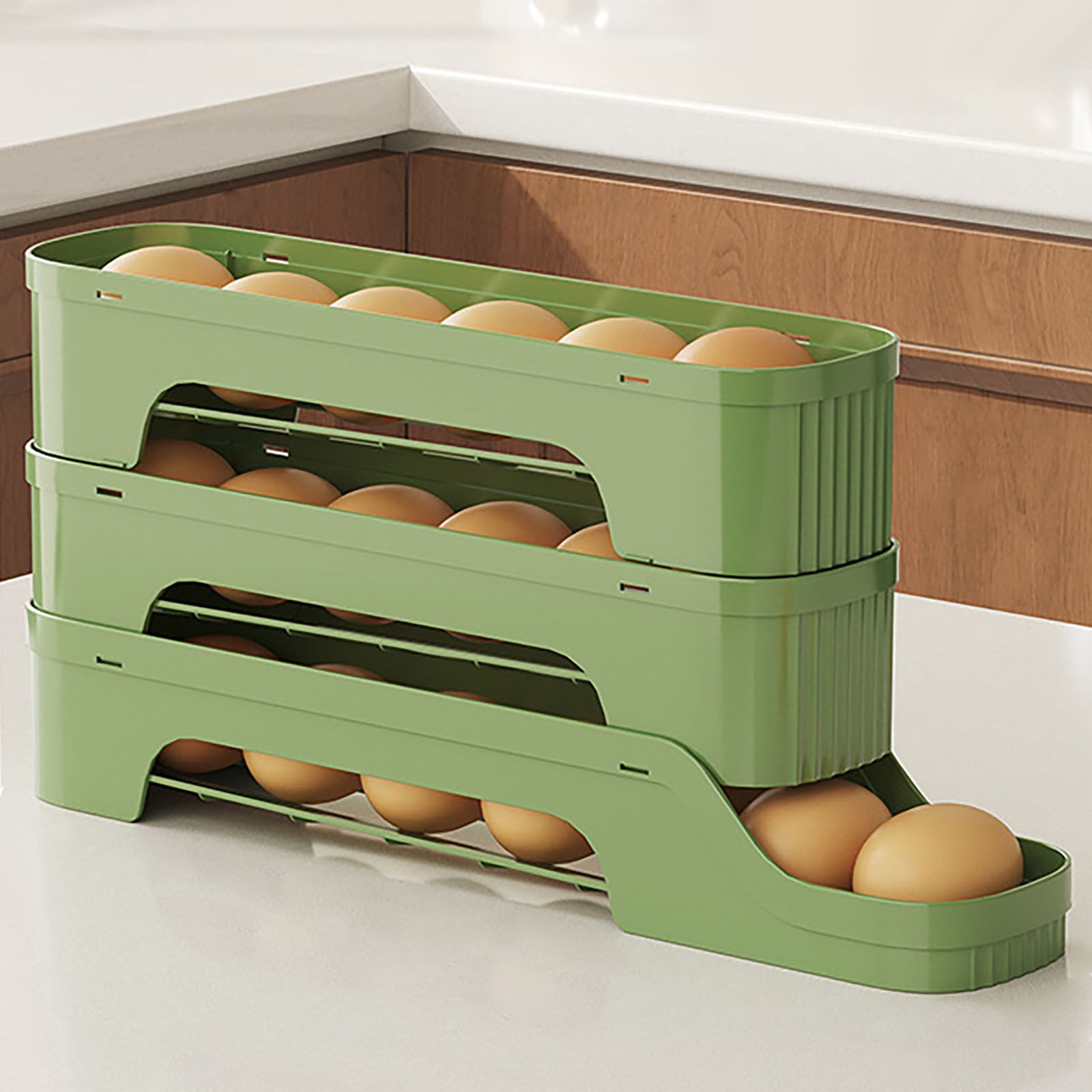 Refrigerator Egg Holder, Automatic Rolling Egg Dispenser, Transparent 3 ...