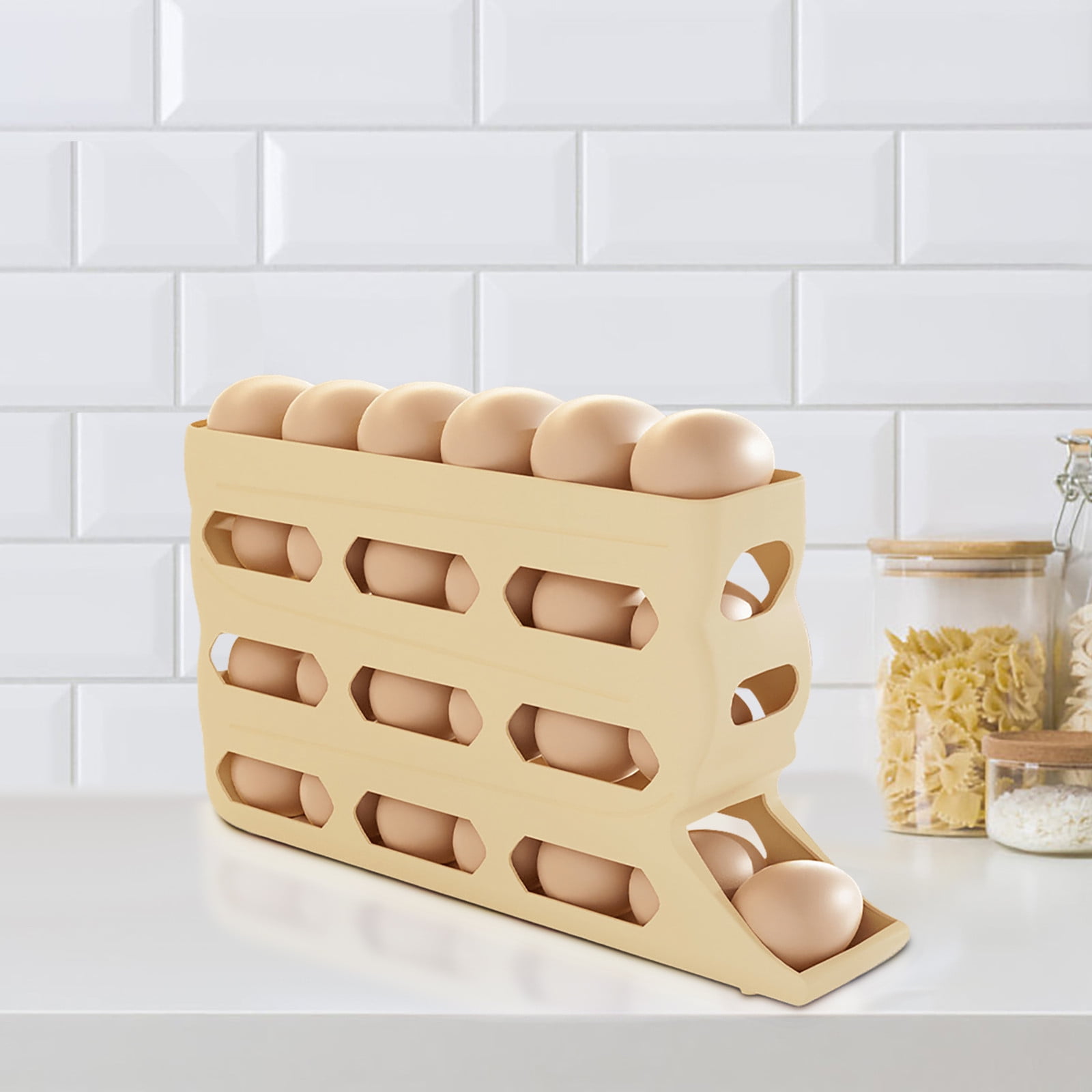 Refrigerator Egg Holder,Automatic Sliding Egg Storage Box Rack,Side ...