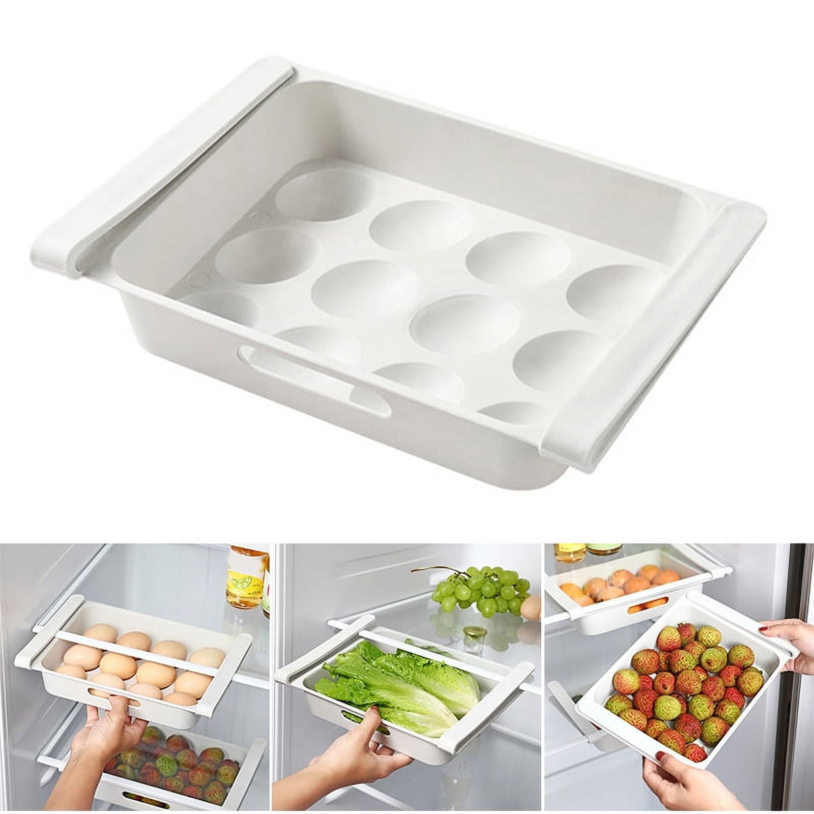 Refrigerator Egg Holder Multifunctional Egg Tray Pull Out Fridge Drawer ...