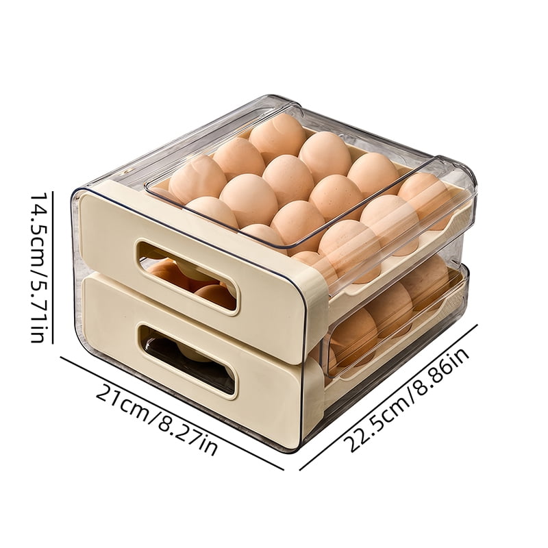 Refrigerator Egg Organizer Storage Box, Drawer Style Egg Rack, Double ...