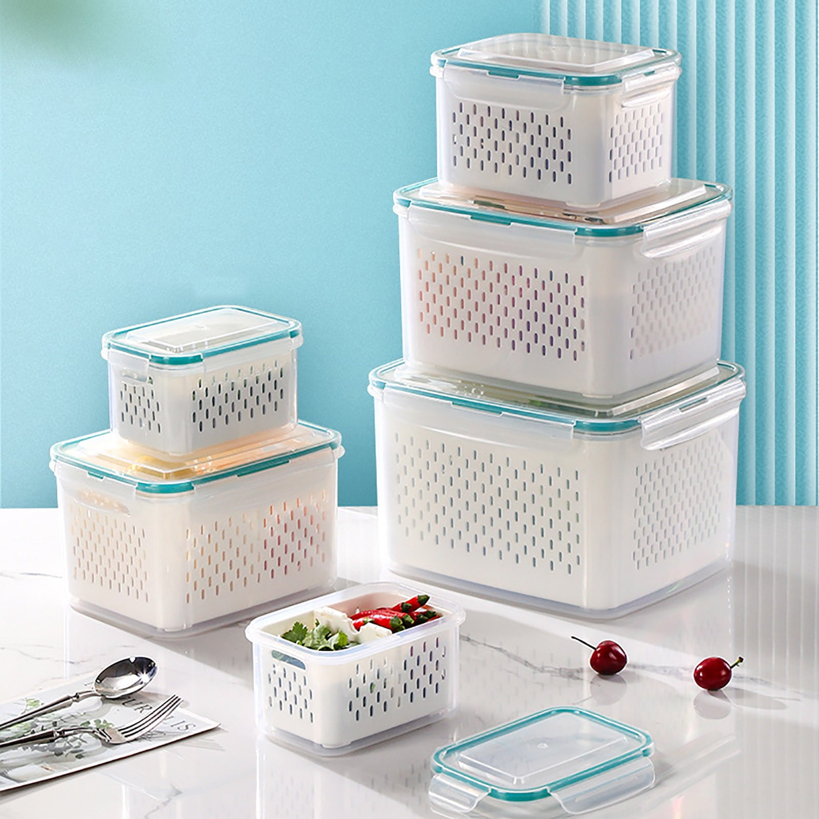 Refrigerator Food Storage Containers with Lids Kitchen Organization Set ...
