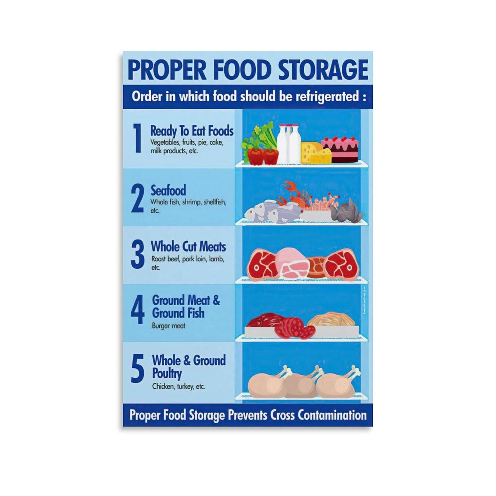 Refrigerator Food Storage Infographic Proper Food Safety Guide Poster ...