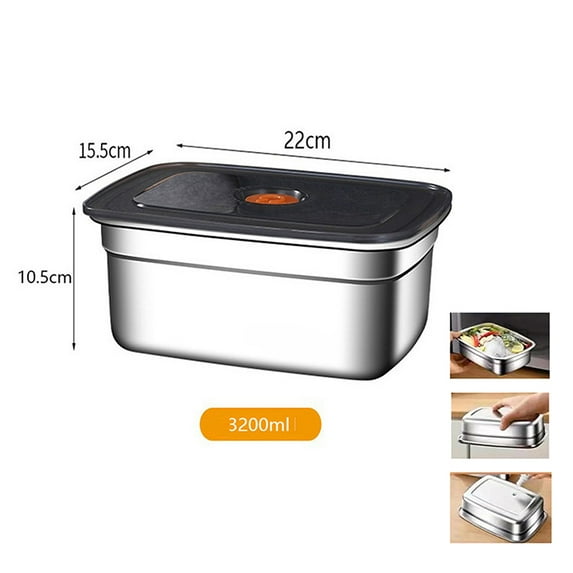 Refrigerator Freezer Storage Box 304 Stainless Steel Lunch Box With Lid ...