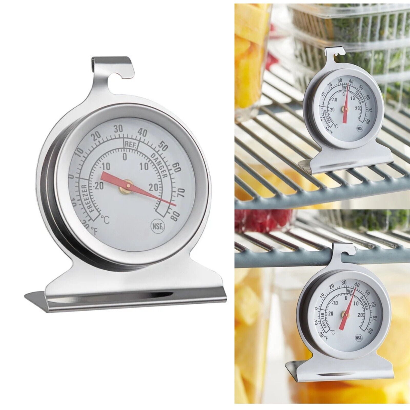 Refrigerator Freezer Thermometer Stainless Steel Large Dial Thermometer ...
