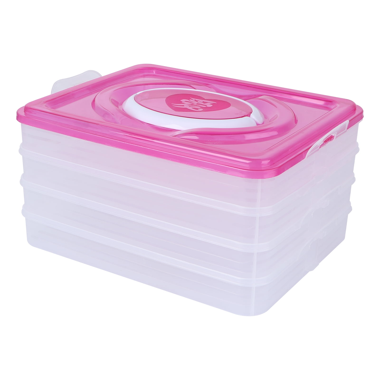 HOMEMAXS Pink Four-Layer Dumpling Storage Box with Separated Grid for ...