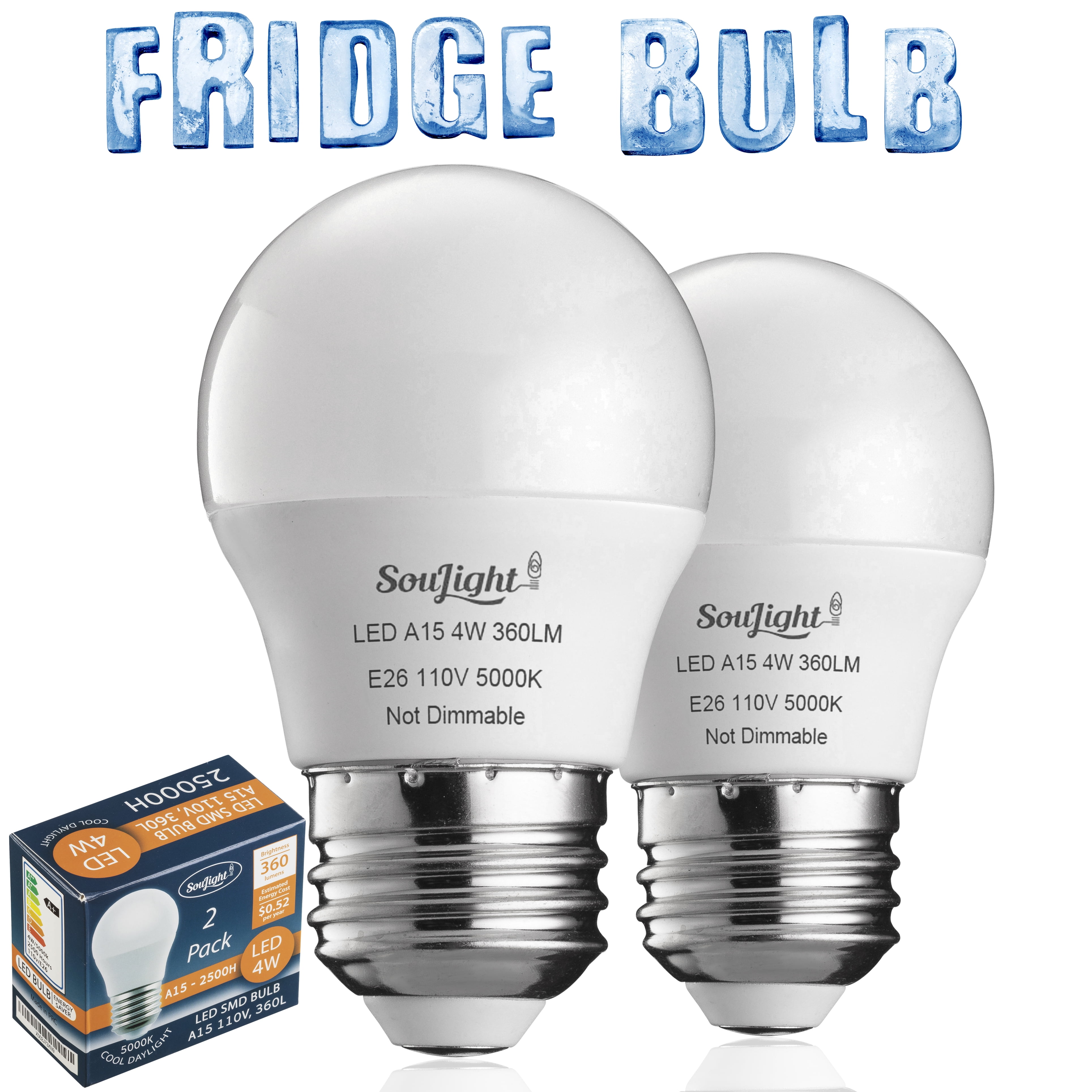 Refrigerator Light Bulb LED - SMD A15 4W 40Watt Equivalent-E26 Base ...
