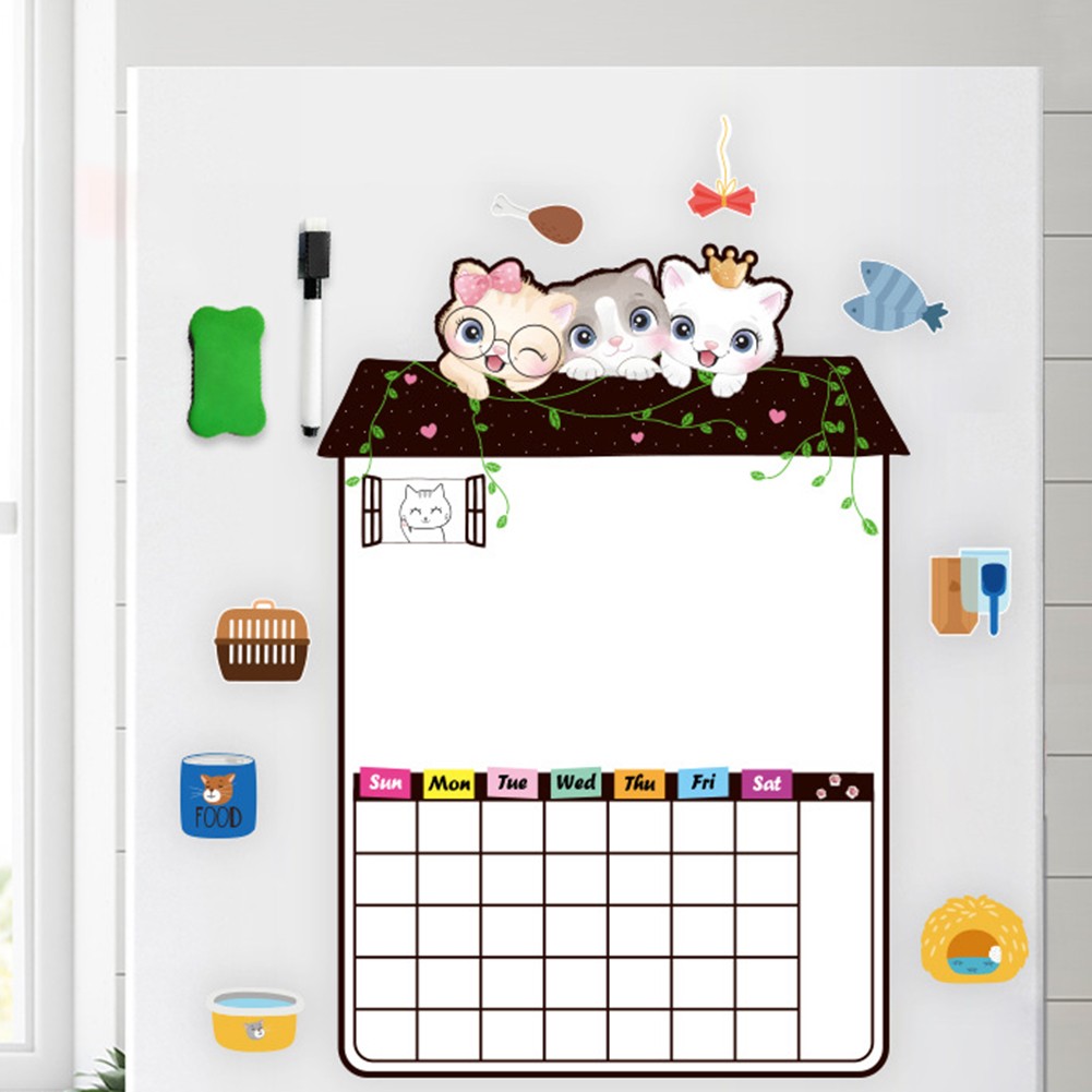 Refrigerator Magnetic Board Kit Meal Plan Erasable Menu Cute Decor ...