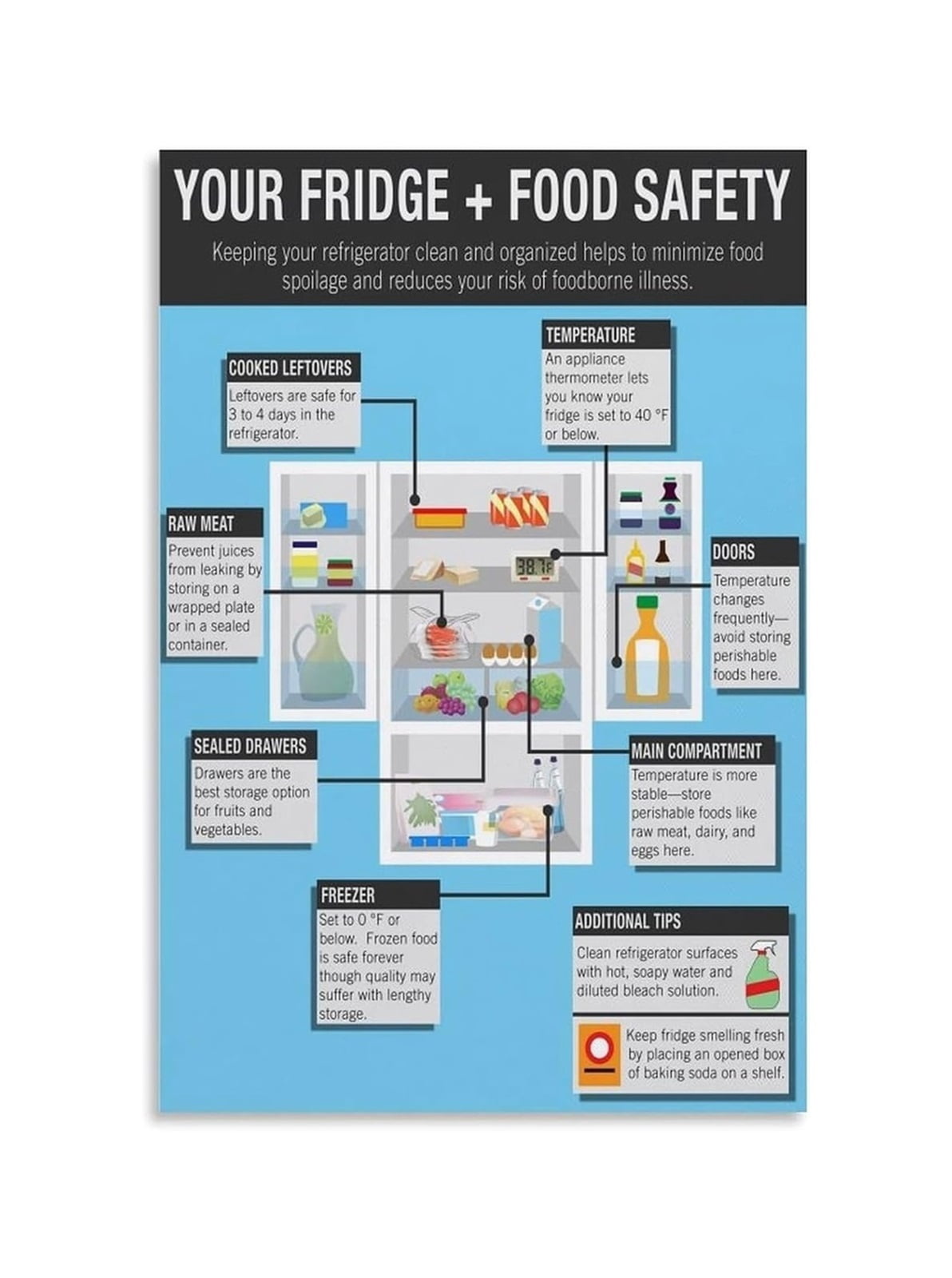 Refrigerator Organization Chart Poster Canvas Painting Your Fridge Food ...