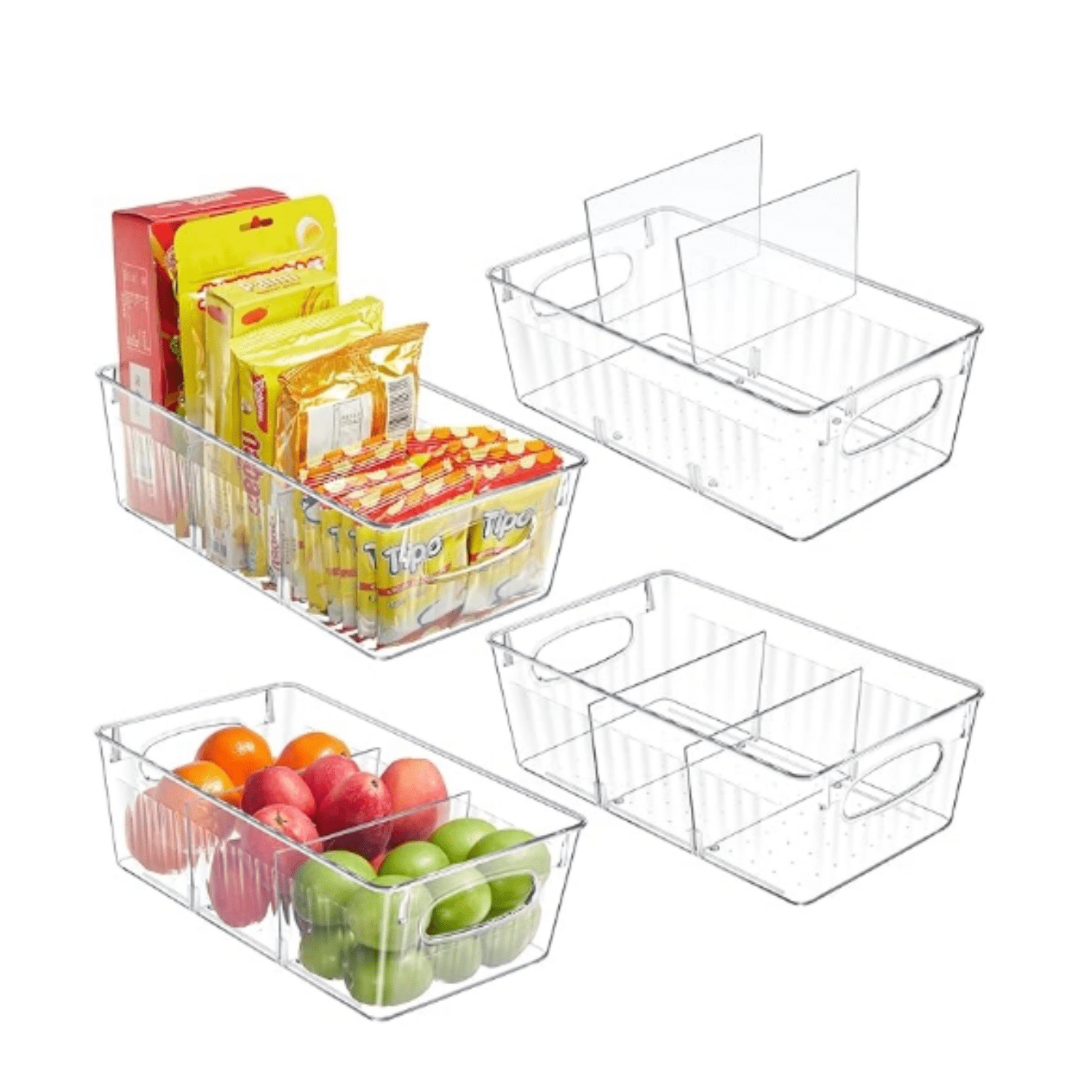 Refrigerator Organizer Bins with Removable Dividers, Freezer Organizer ...