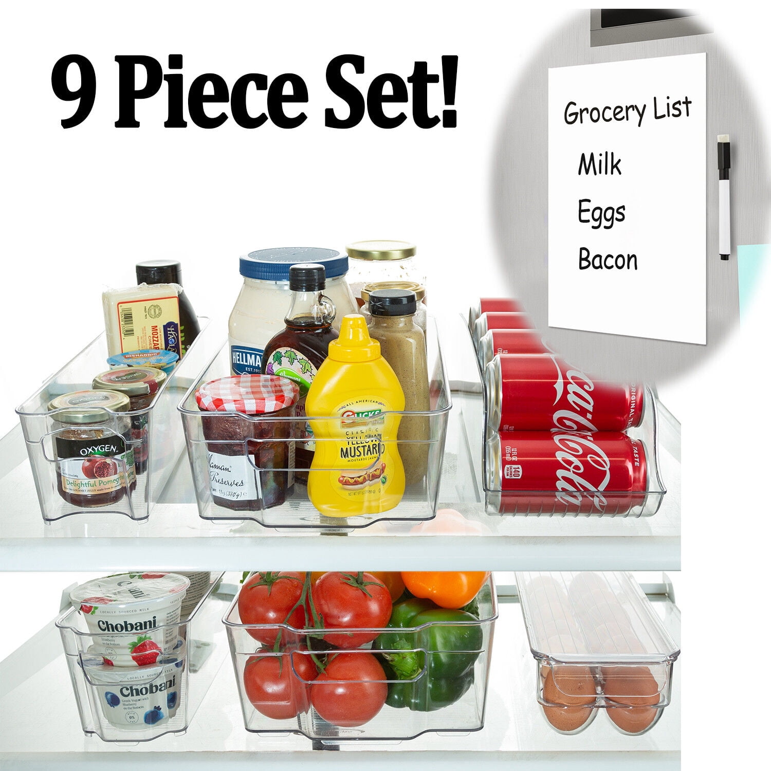 Refrigerator Organizer Bins Stackable Fridge Storage Containers + 8x12 ...