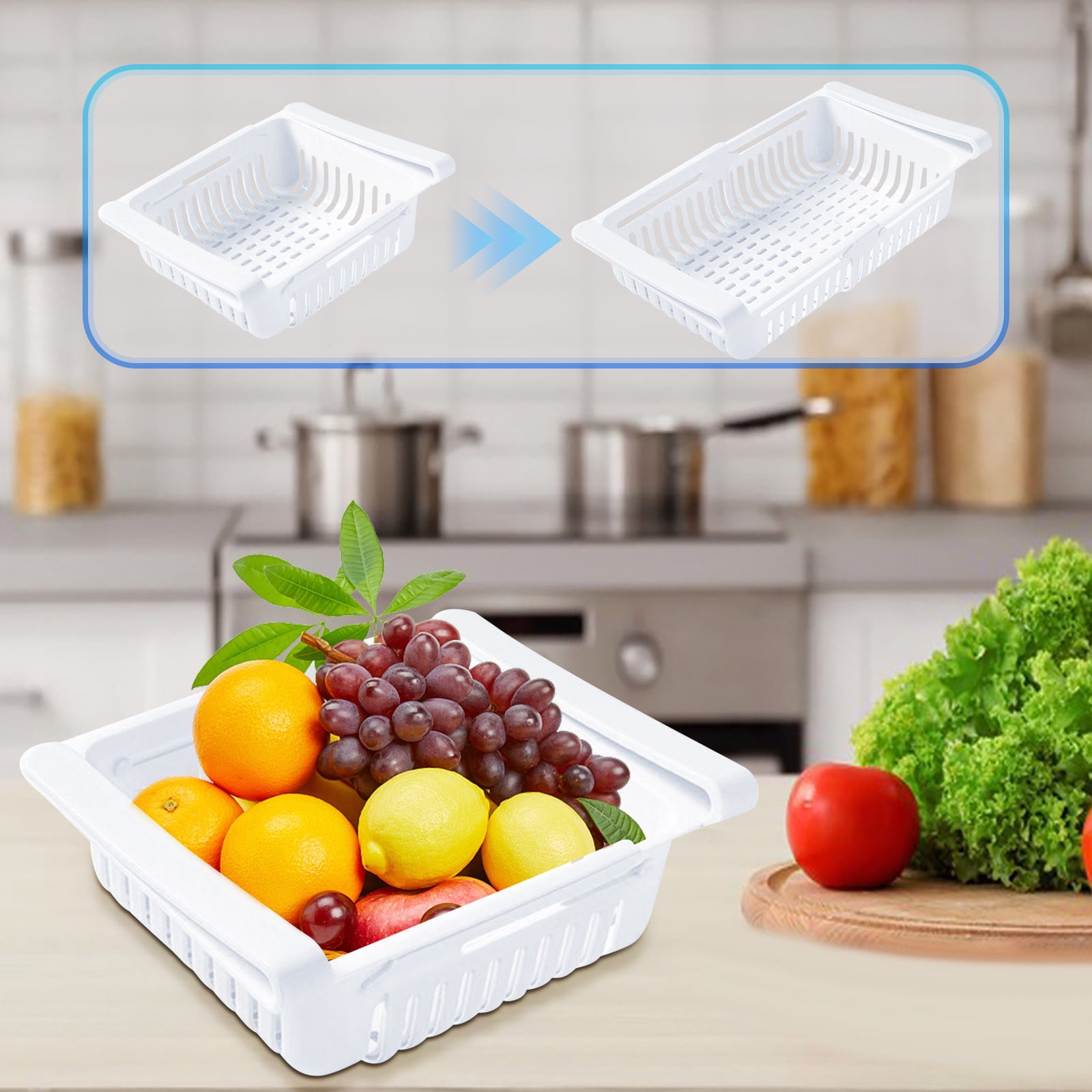 Refrigerator Organizer Storage Rack - Space Saving Adjustable Shelf ...