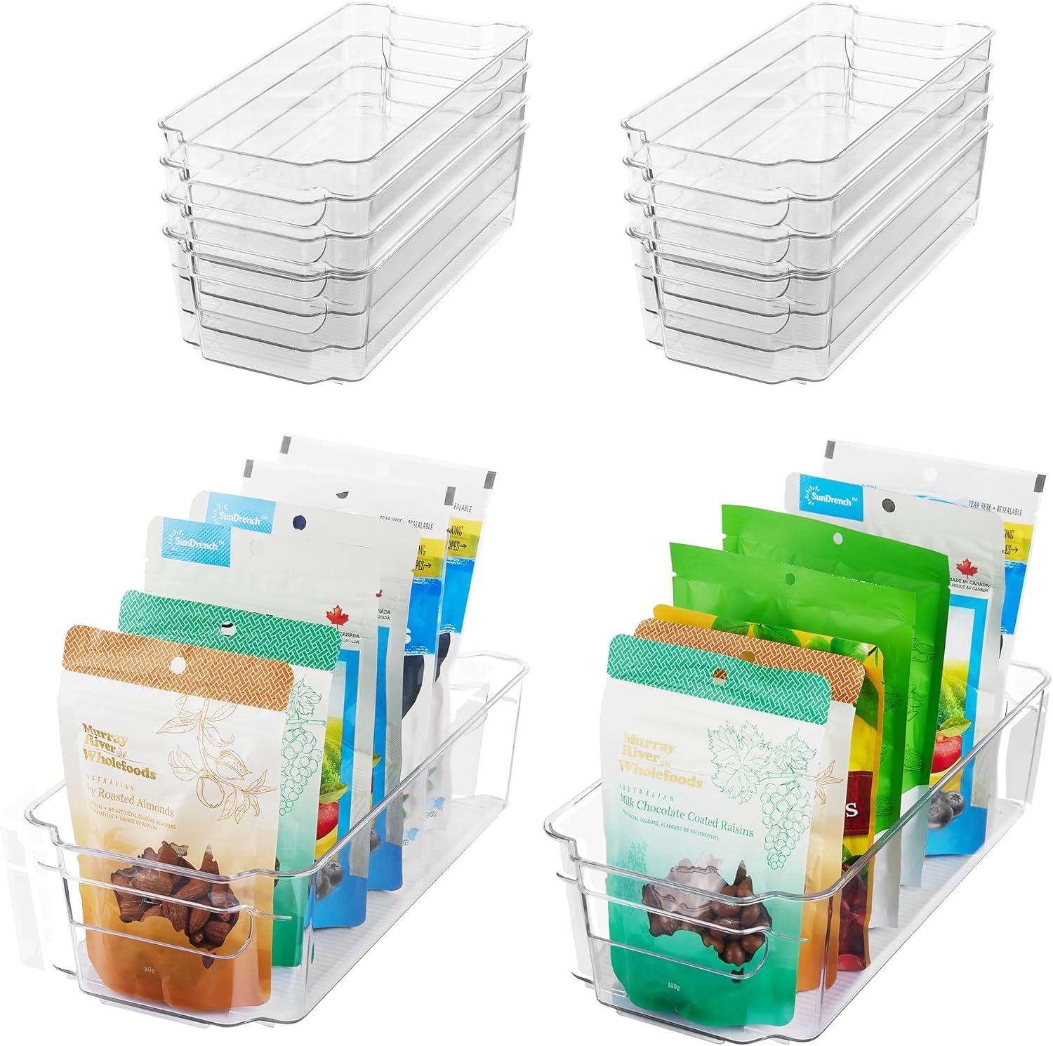 Refrigerator Organizers and Storage - 10pcs Clear Plastic Bins For ...