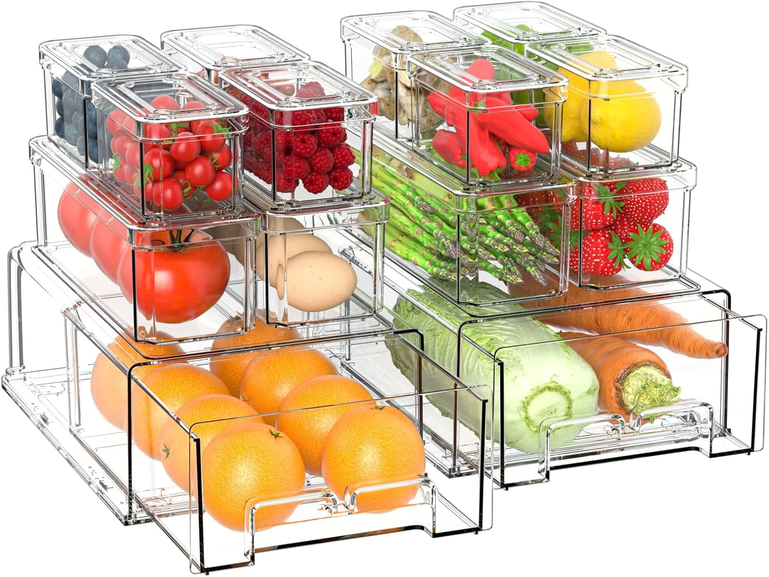 Refrigerator Organizers and Storage - 14 Pack Clear Fridge Organizer ...