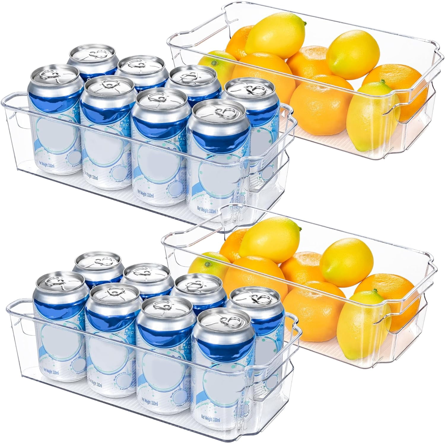 Refrigerator Organizers and Storage - 4pcs Clear Plastic Bins For ...