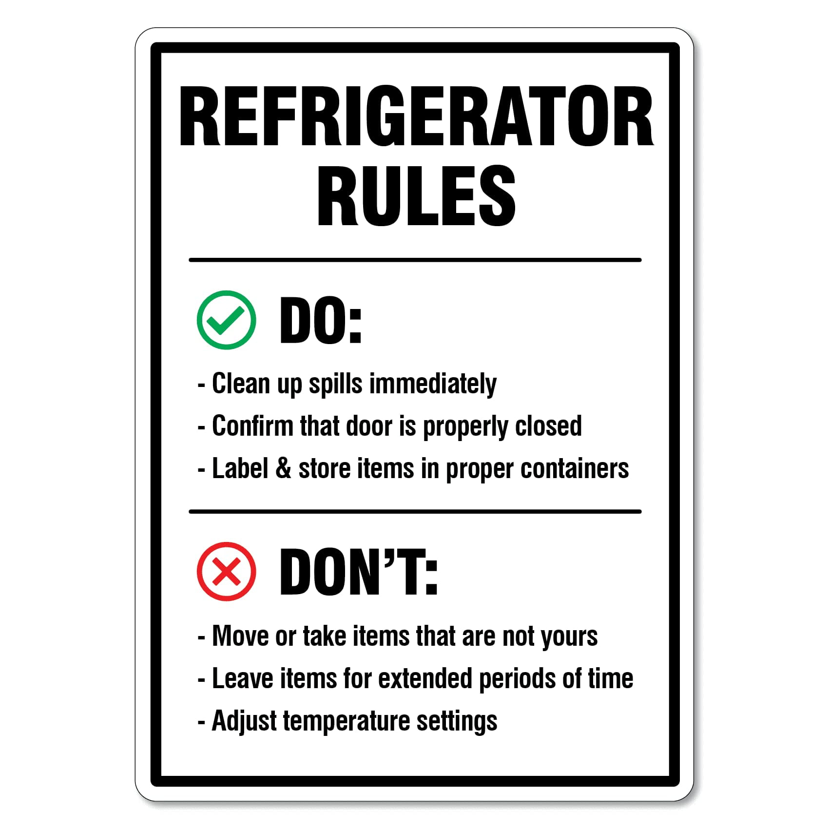 Refrigerator Rules Sign Hygiene Signs Kitchen Signs Metal Tin Sign ...