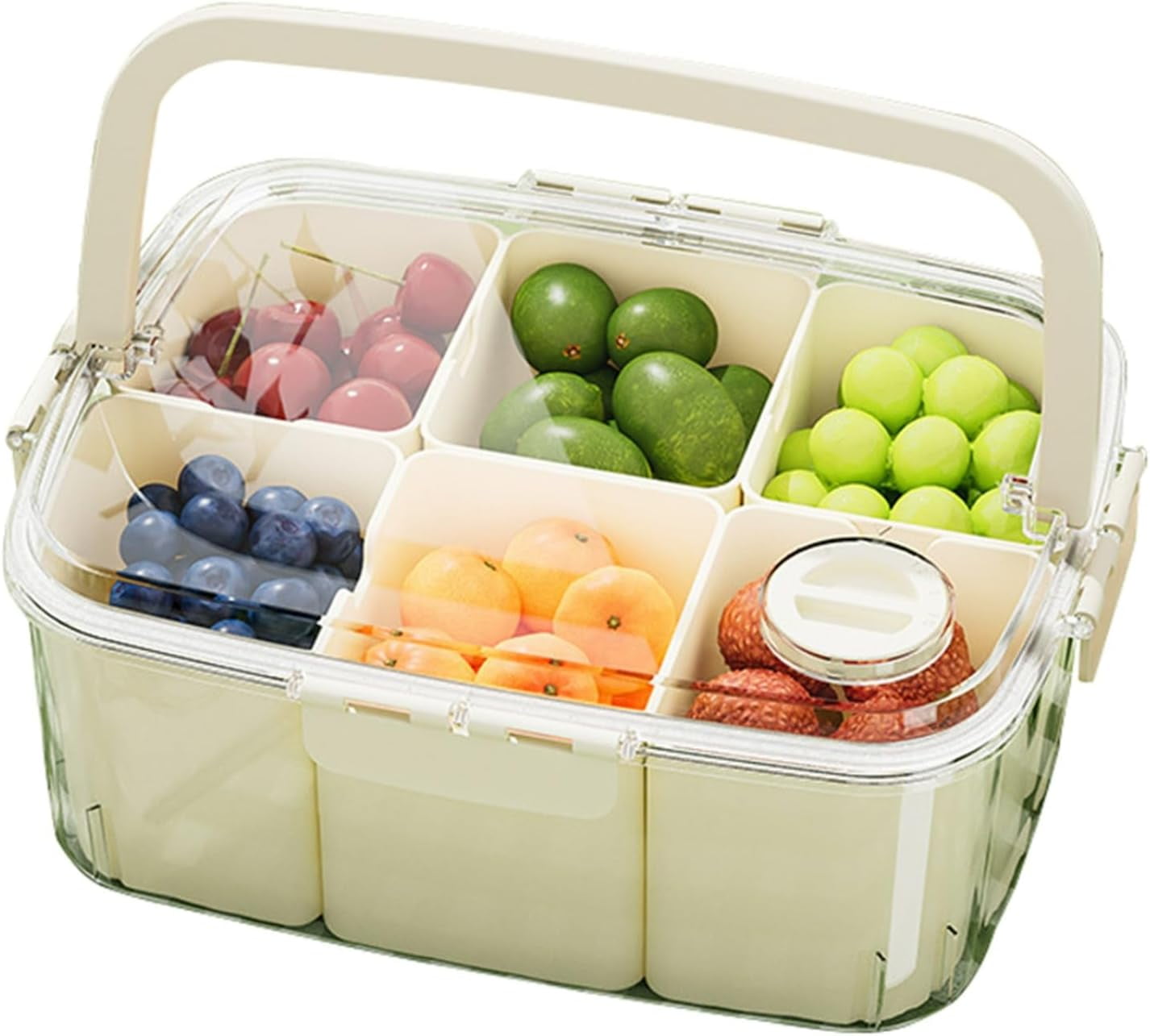 Refrigerator Salad Bar Container With Lid, 6 Grids, Fruit, Vegetables, Refrigerator, Kitchen ...