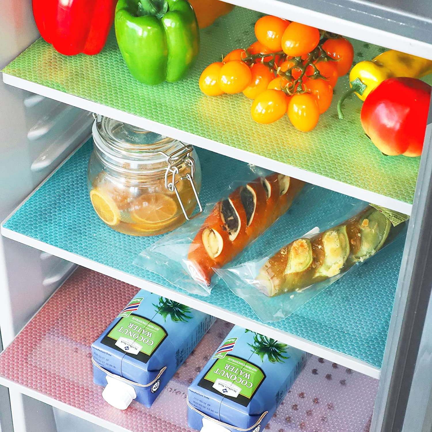 Refrigerator Shelf Liners for Glass Shelves, 8 PCS Washable Removable ...