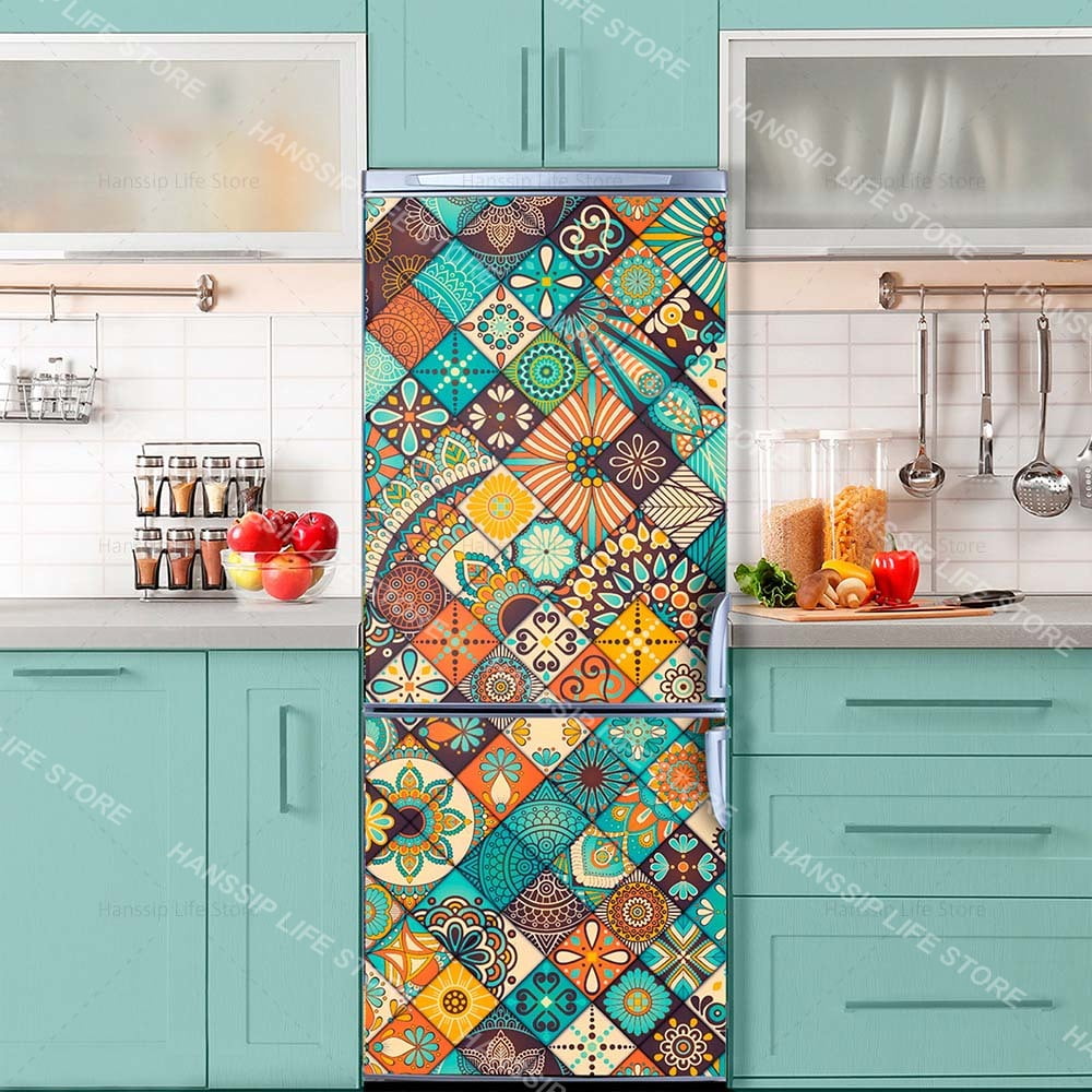 Refrigerator Sticker Decal Mural Waterproof PVC Fridge Door Covering ...