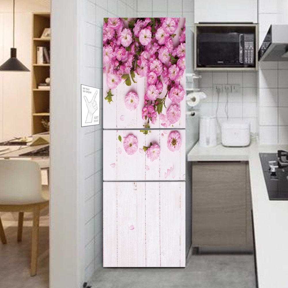 Refrigerator Stickers Self-adhesive Landscape Flower Coffee Fridge Door ...
