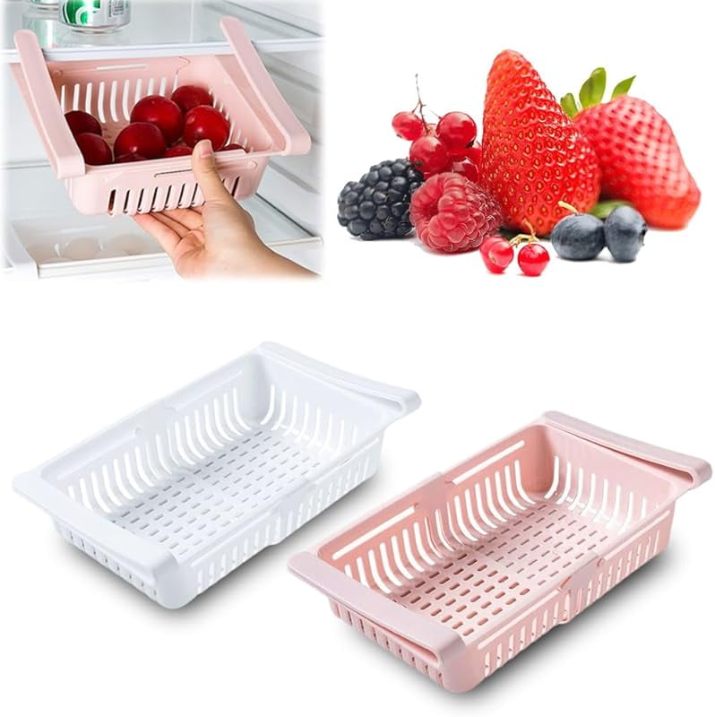 Refrigerator Storage Basket Rack, 2025 New Adjustable Refrigerator ...