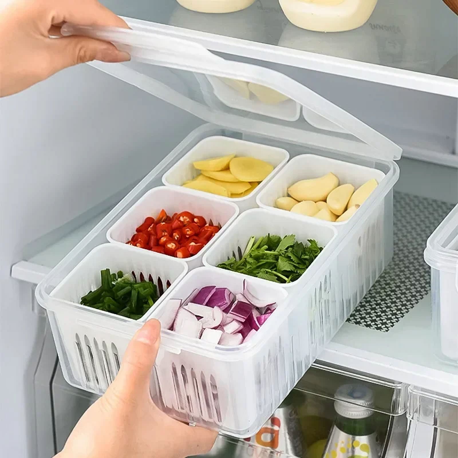 Refrigerator Storage Box 4/6 Grid Food Vegetable Fruit Storage Box ...