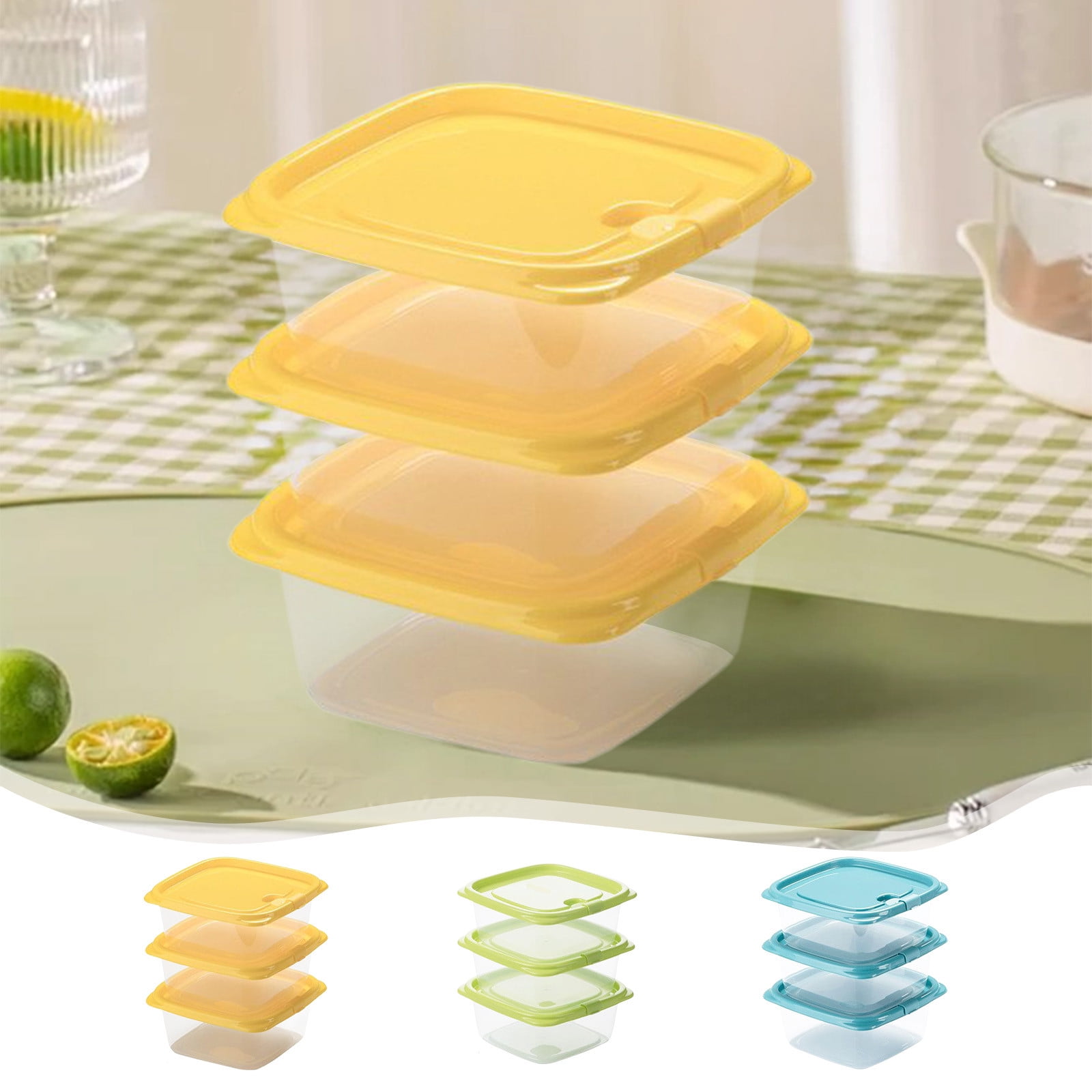 Refrigerator Storage Box Set 3PCS Clear Plastic Food Containers 4.69x4 ...