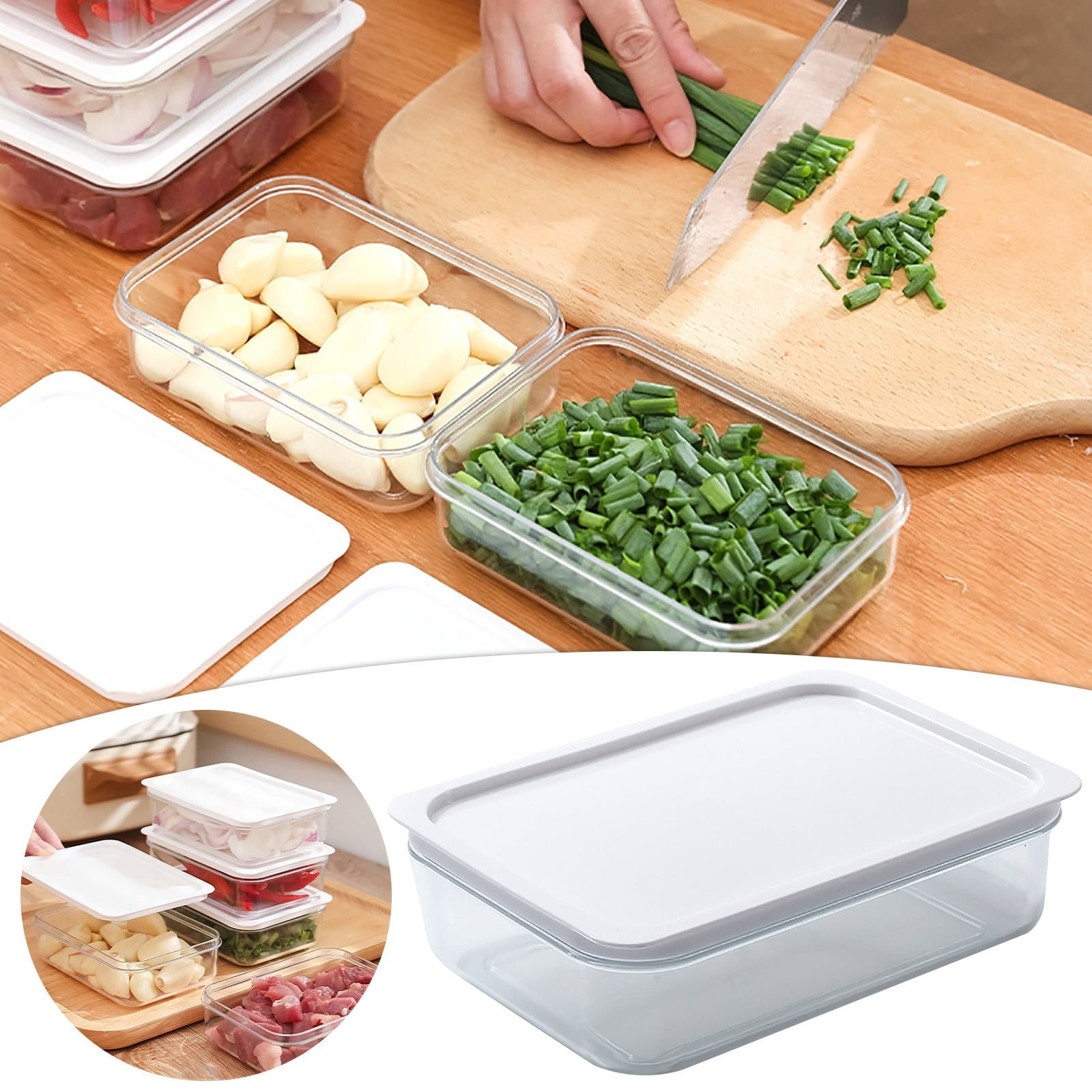 Refrigerator Storage Box with lid Box Bacon Sealed Boxes Clear ...