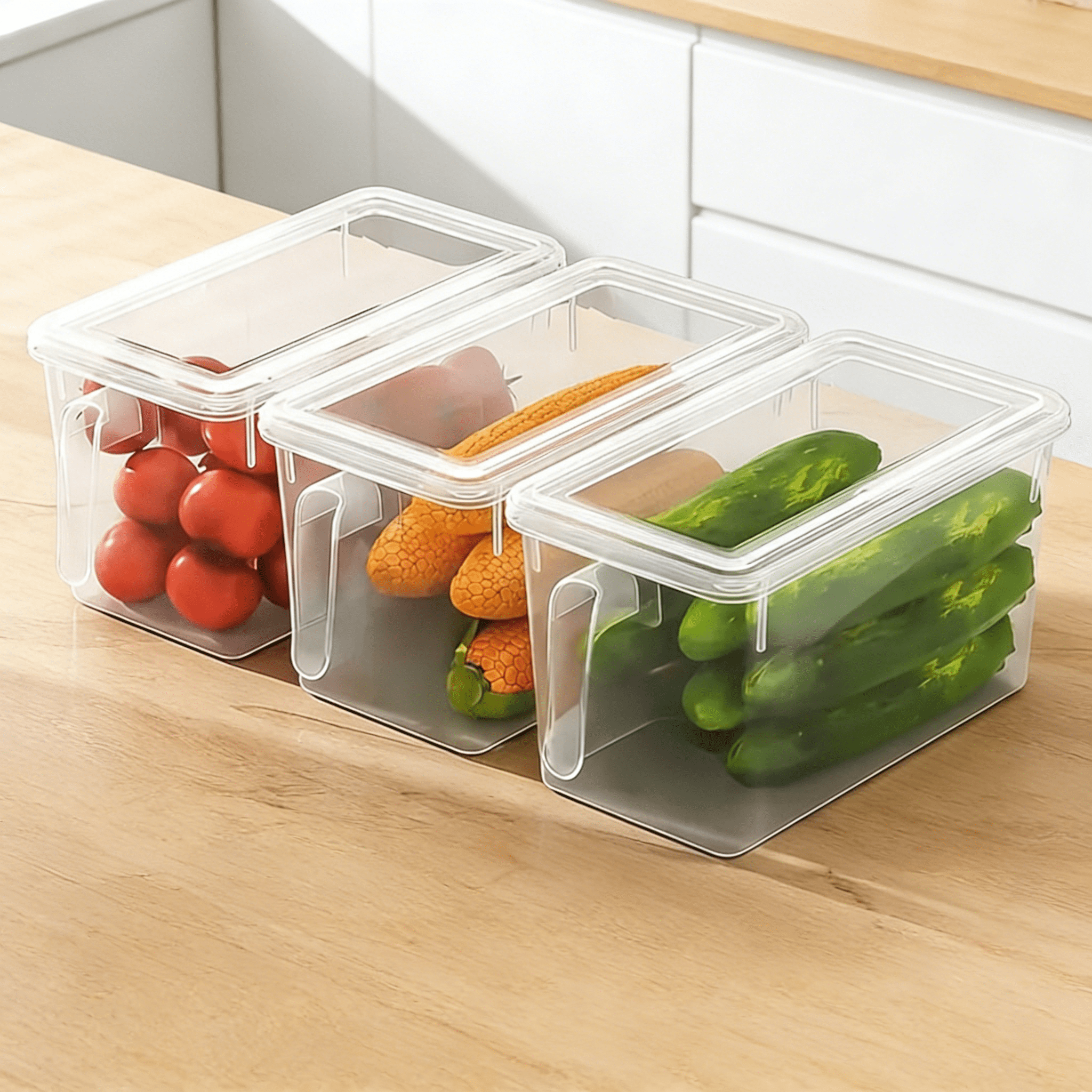 Refrigerator Storage Containers, 3 Pcs Set of Food-grade Plastic ...